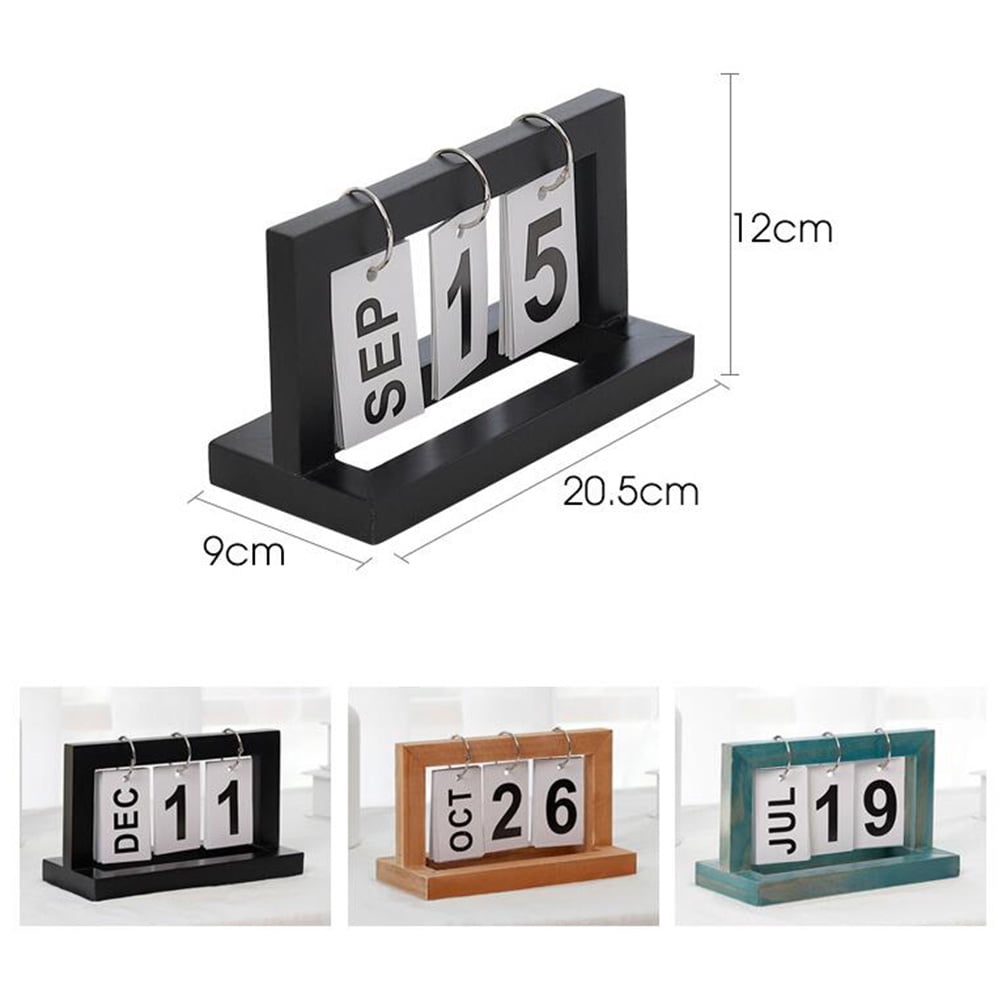 Supvox Daily Desktop Calendar Wooden Page Turning for Office Table ...