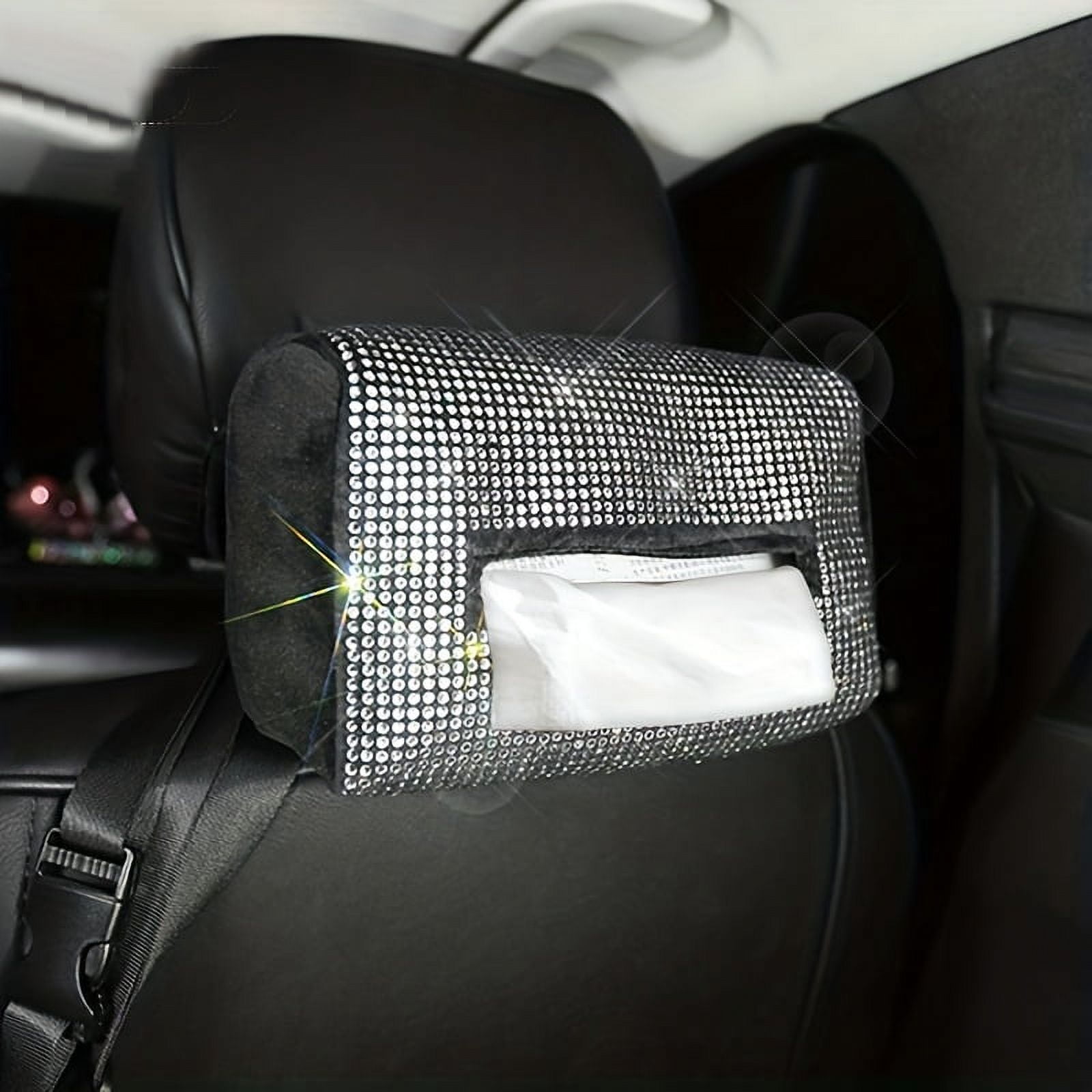 Creative Car Artificial Diamond-Set Chair Back Tissue Box Auto Sunshade ...