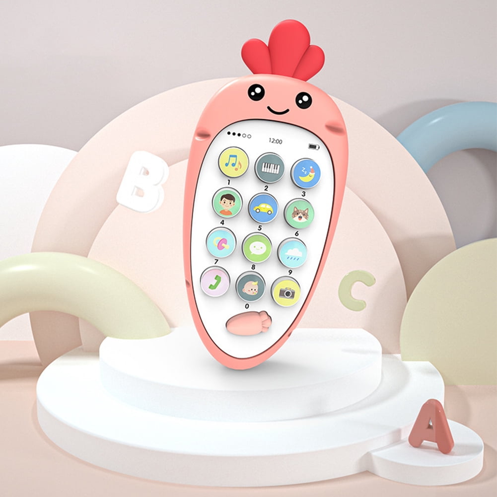 Creative Cartoon Carrot Music Phone Toy, Silicone Chew Mobile, Baby ...