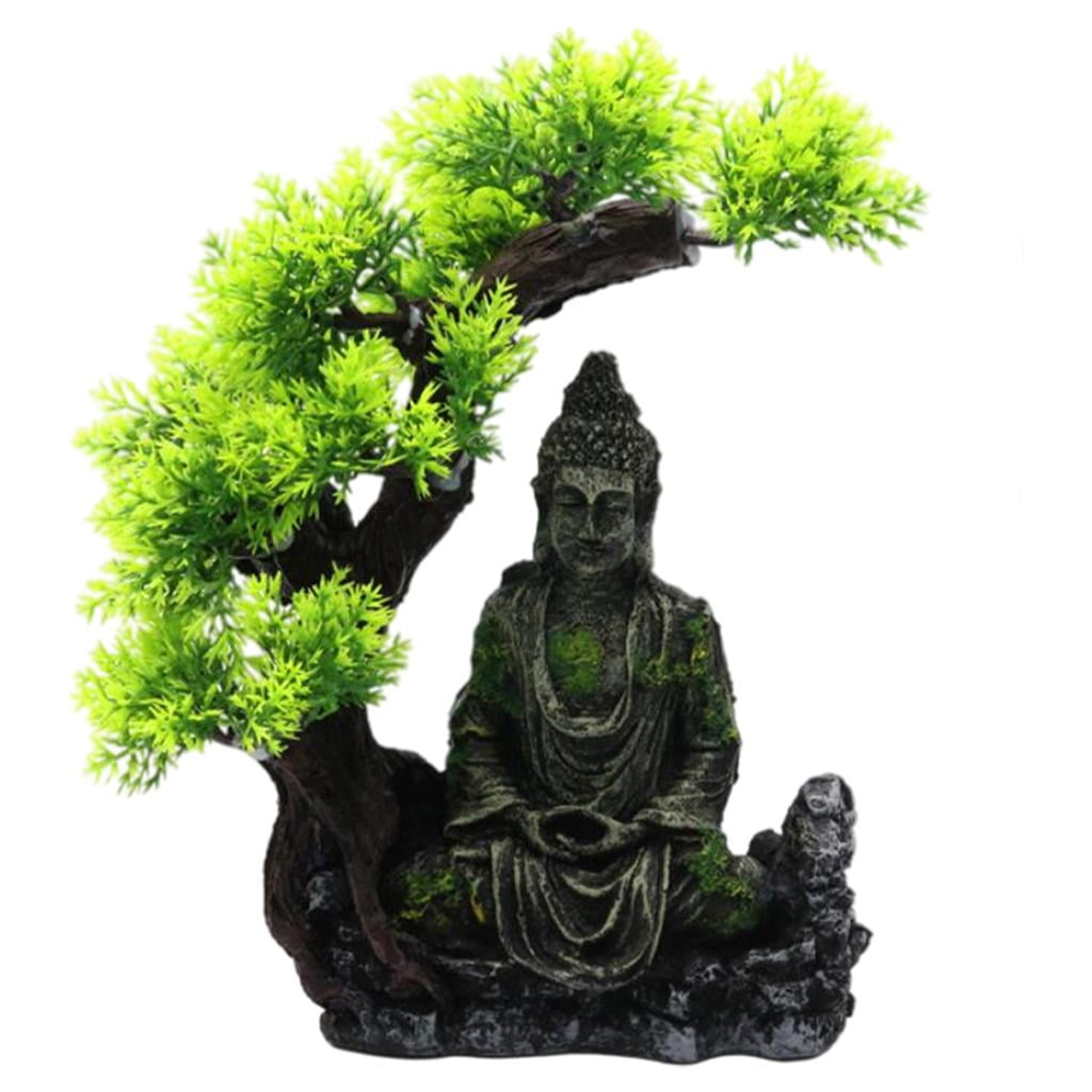 Creative Carved Resin Buddha Figurine Aquarium Hideout Landscape Scene ...