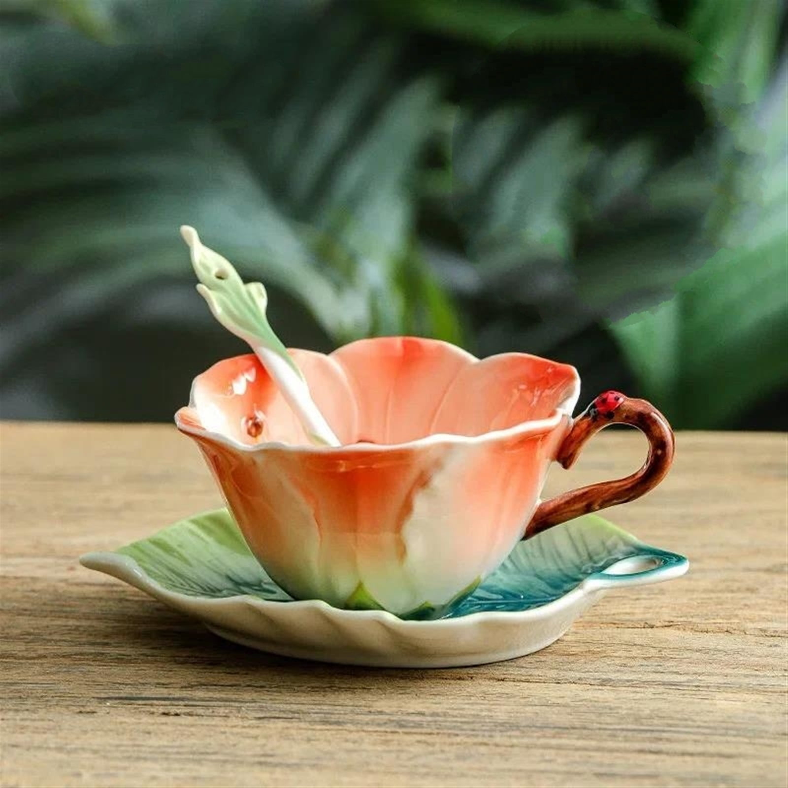 Creative Ceramic Flower Home Office Tea Cup Drinking Set Mug European ...