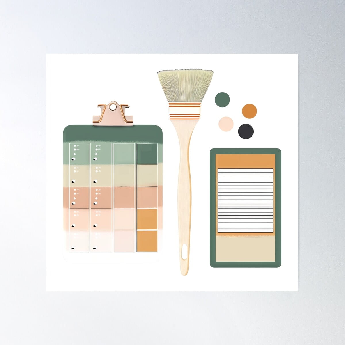 Creative Checklist Next To Paintbrush And Draft Layout Poster Wall Art ...