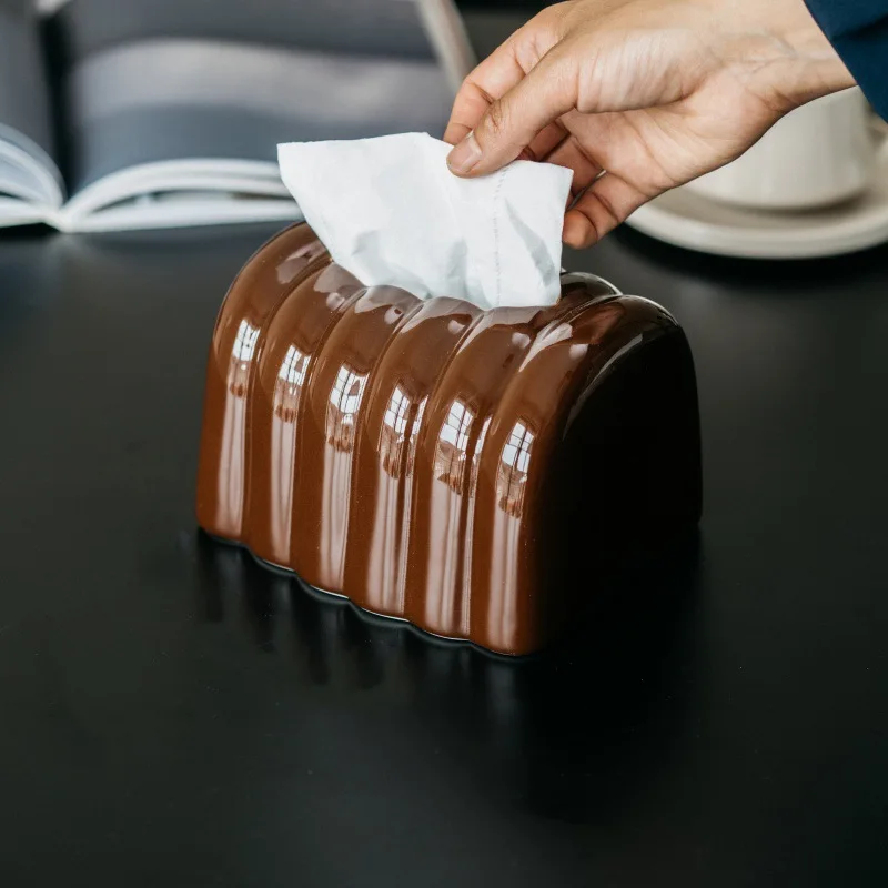 Creative Chocolate Ceramic Tissue Box Home Desktop Tissue Box Napkin ...