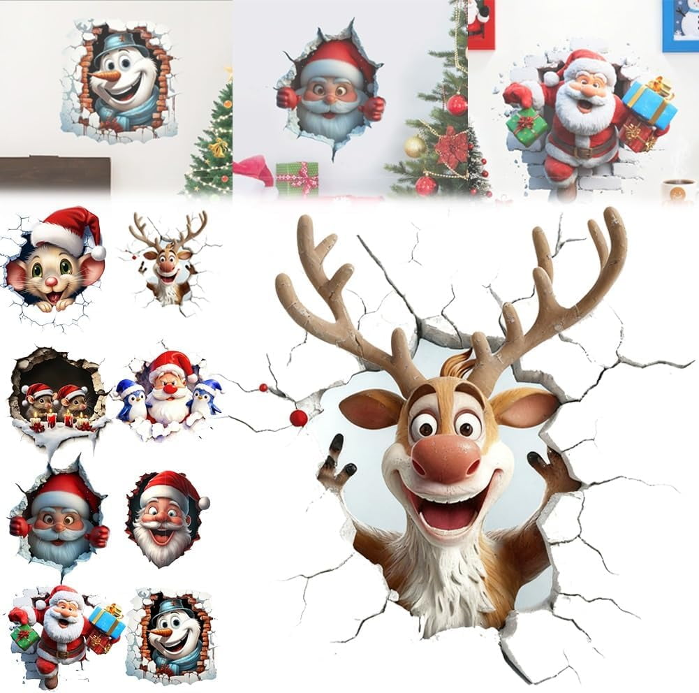 Creative Christmas Santa Wall Stickers, 3D Christmas Creative Wall ...
