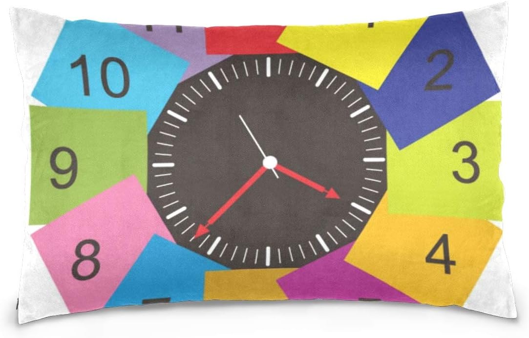 Creative Clock Face Design Velvet Oblong Lumbar Plush Throw Pillow ...
