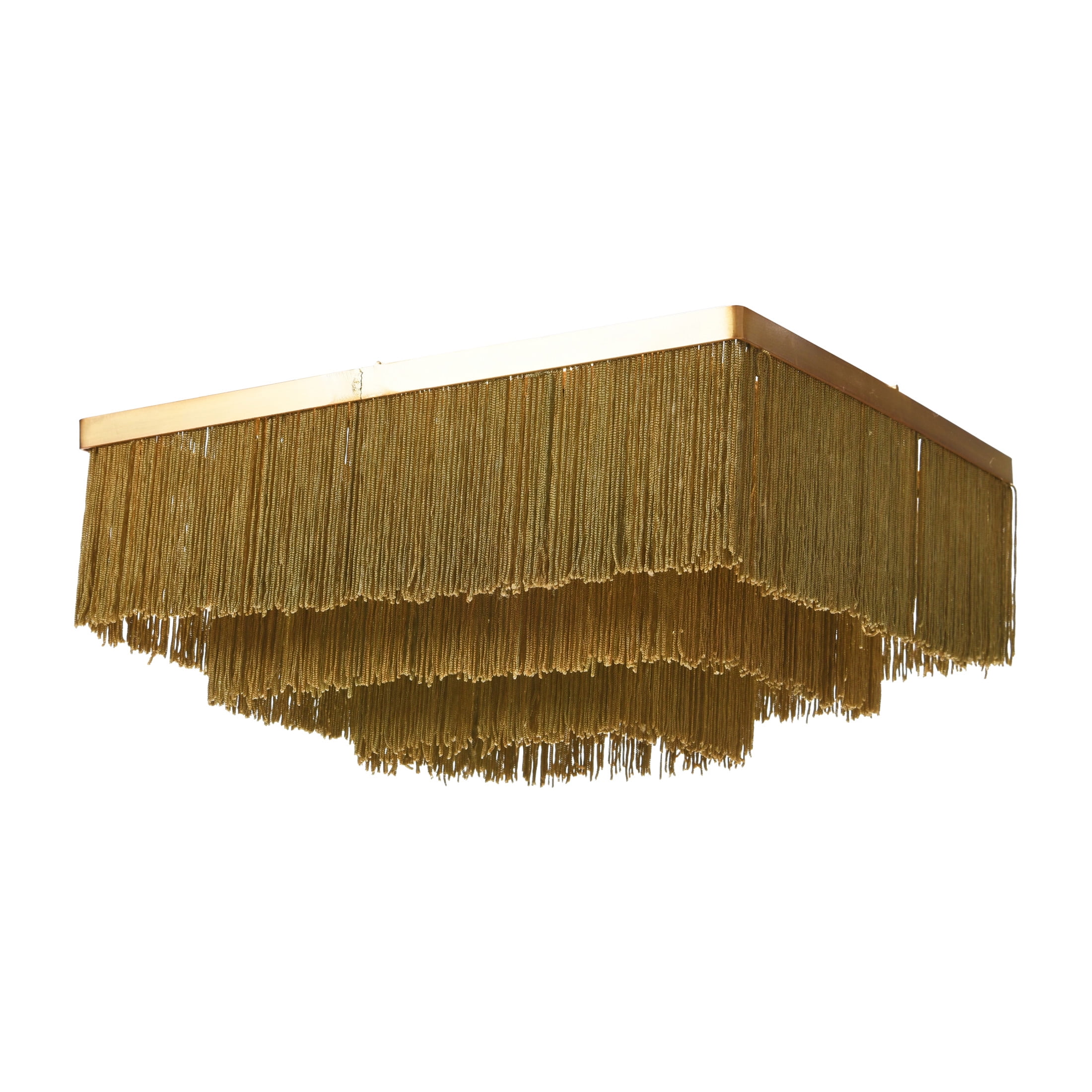 Creative Co-Op 13.75" Square Flush Mount Fringe Light Fixture - Walmart.com