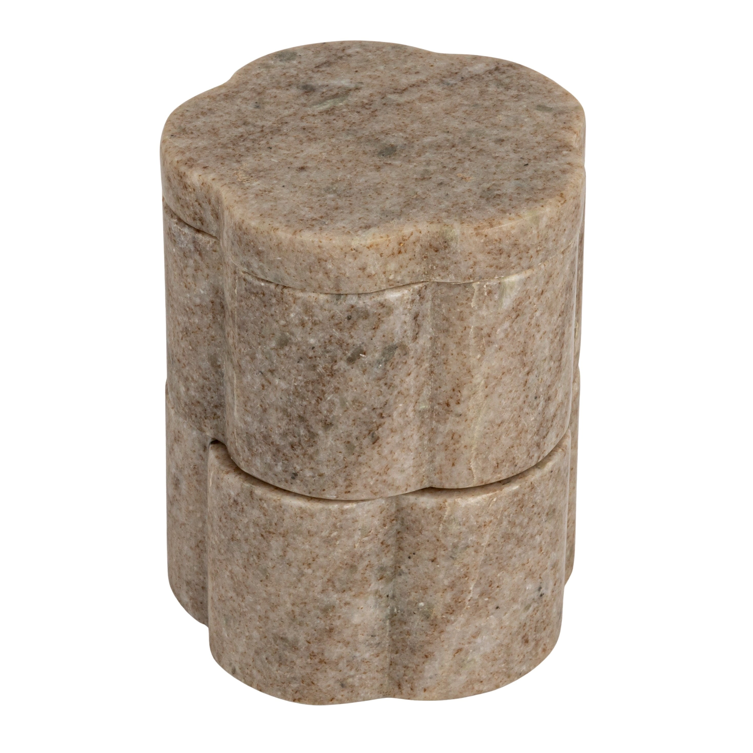 Creative Co-Op 2-Piece Marble Stackable Pinch Pots with Lid, Buff Color ...