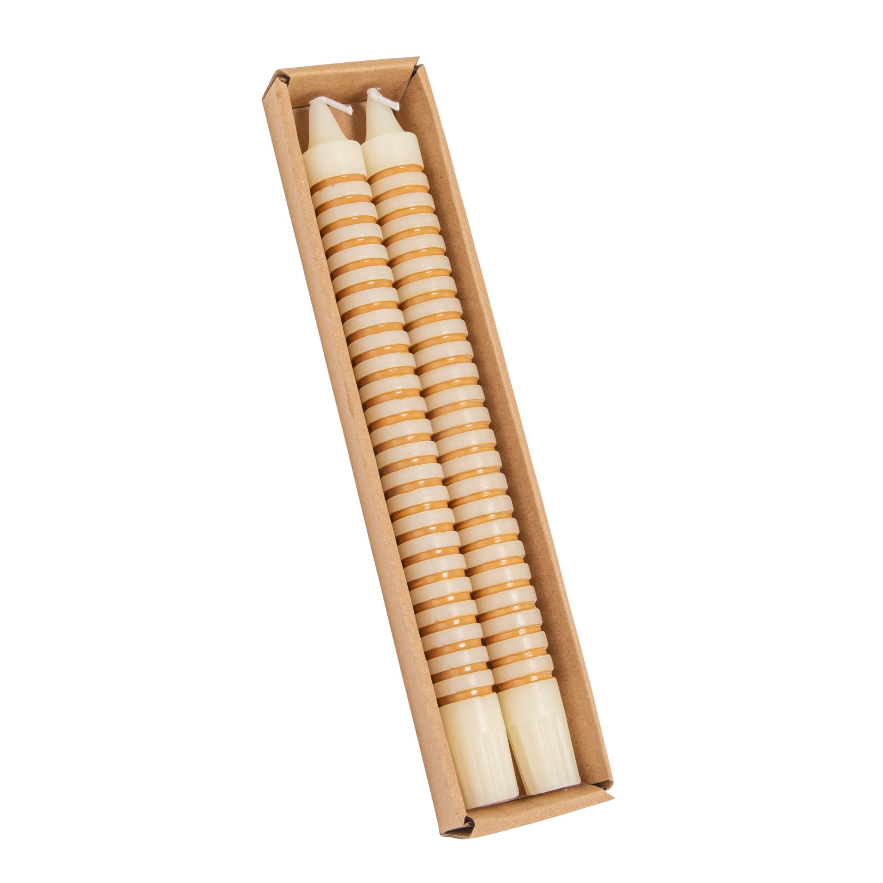 Creative Co-Op 2-Piece Unscented Horizontal-Striped Taper Candles in ...