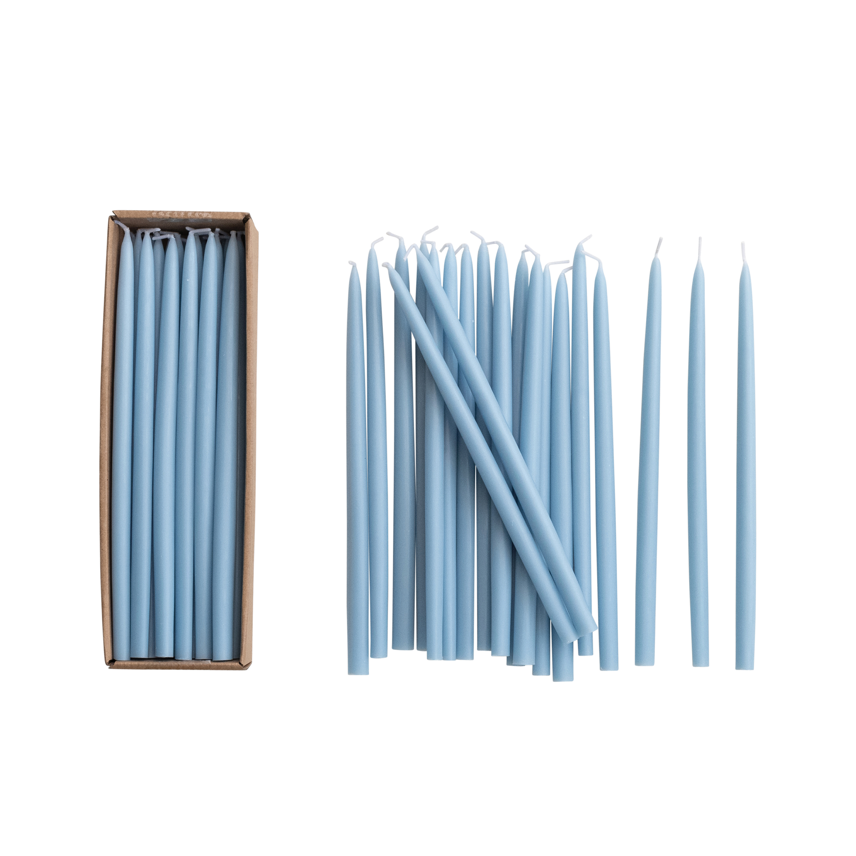 Creative Co-Op 24-Piece Unscented Thin Taper Candles in Box, Light Blue ...