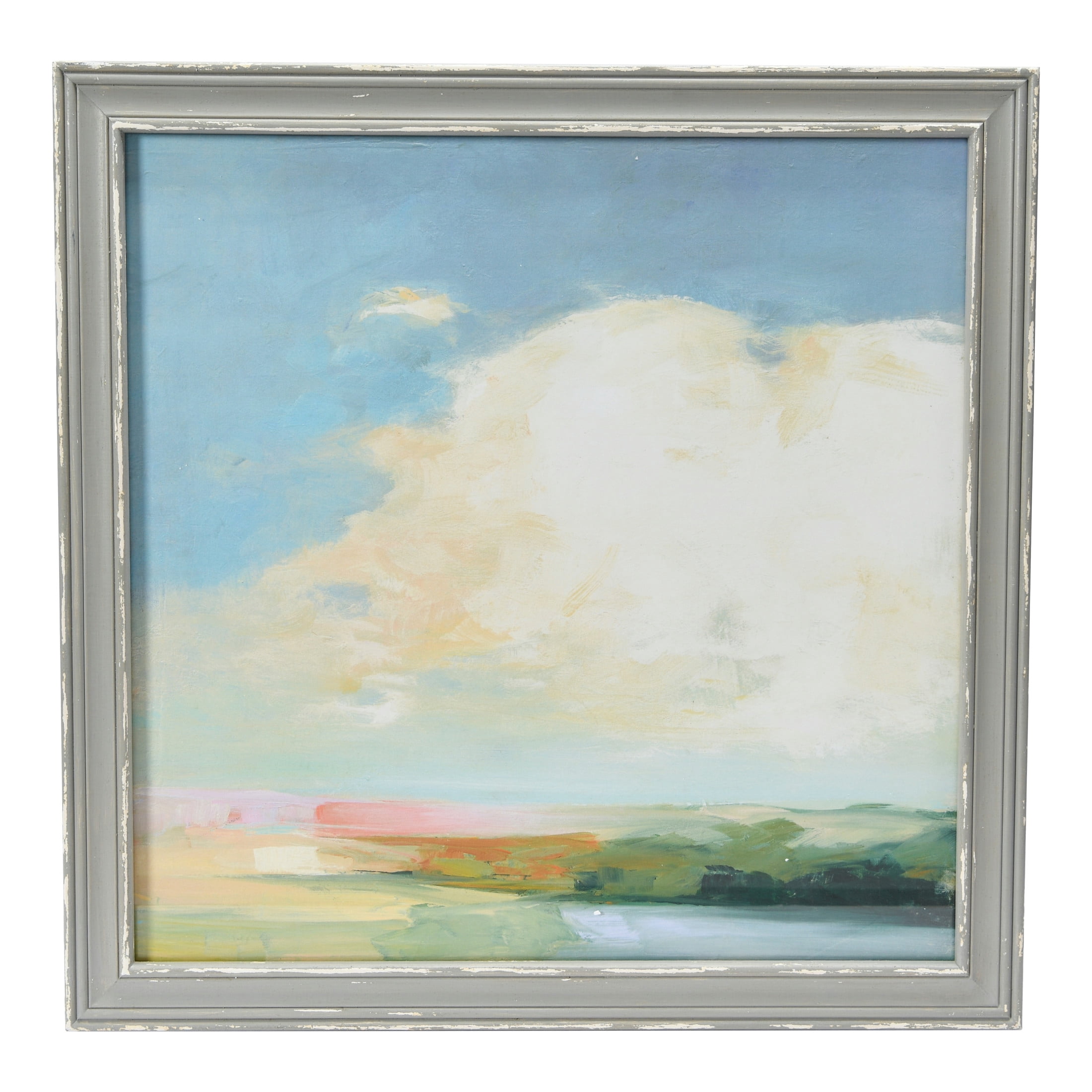 Creative Co-Op 24" Square Abstract Landscape Print with Wood Frame and ...