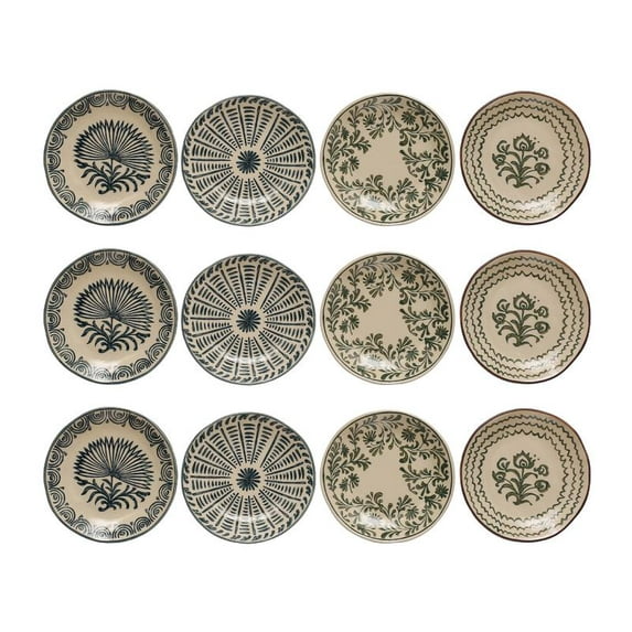 Creative Co-Op 6 Inches Round Stoneware Plates Dinnerware Set with 4 ...