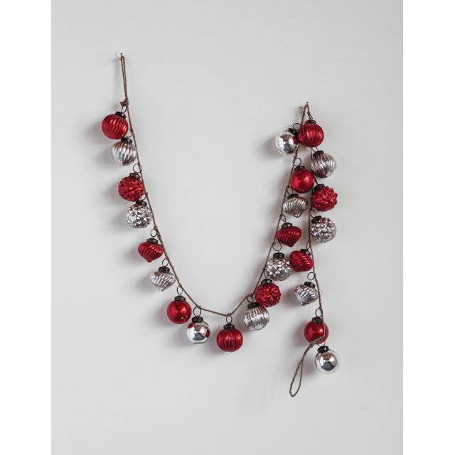 Creative Co Op 72 Embossed Mercury Glass Ornament Garland