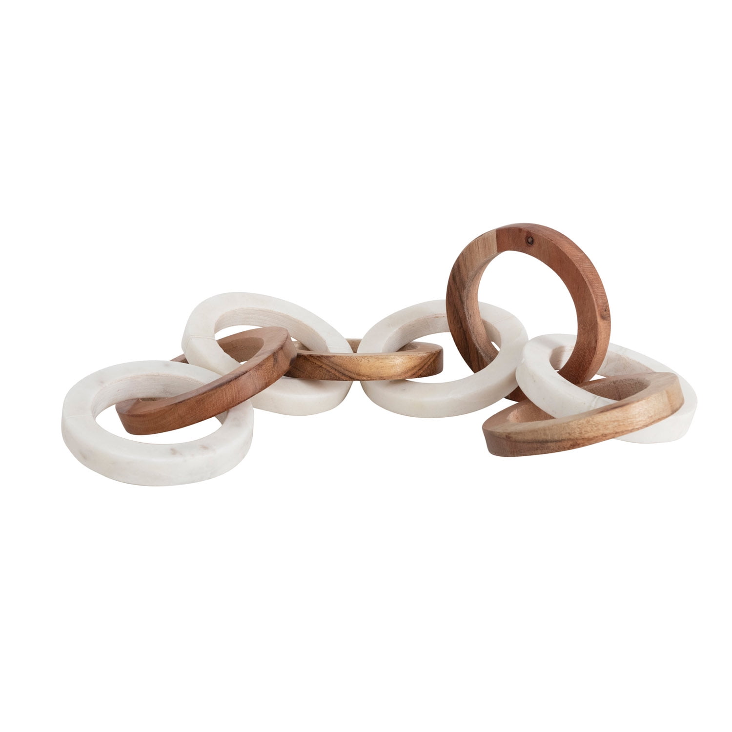 Creative Co-Op Acacia Wood and Marble Chain with 8 Links - Walmart.com
