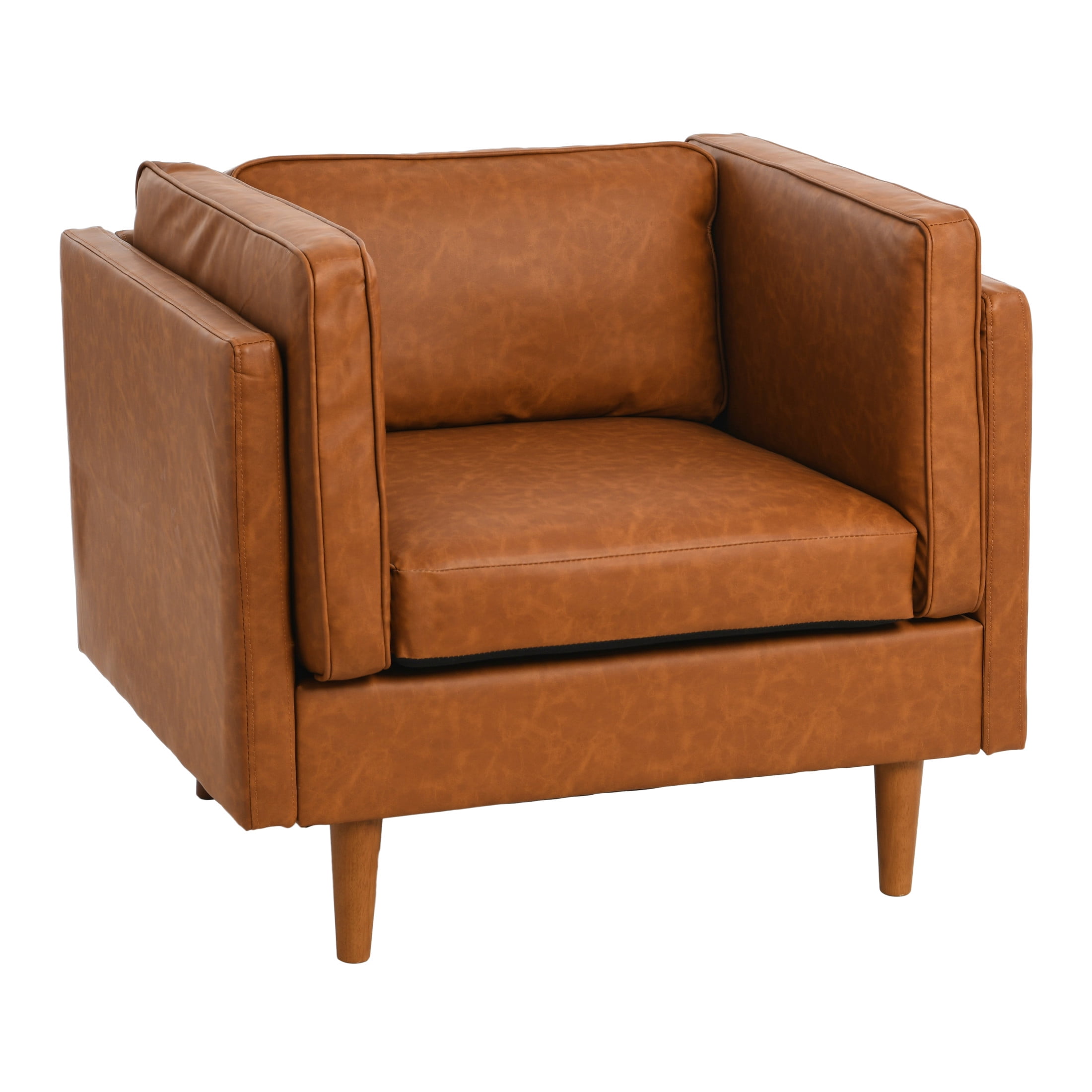 Creative Co-Op Atley Modern Upholstered High Sided Arm Chair with Solid ...