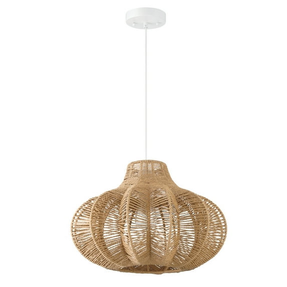 Creative Co-Op Boho Handwoven Paper Rope and Metal Ceiling Pendant Lamp ...