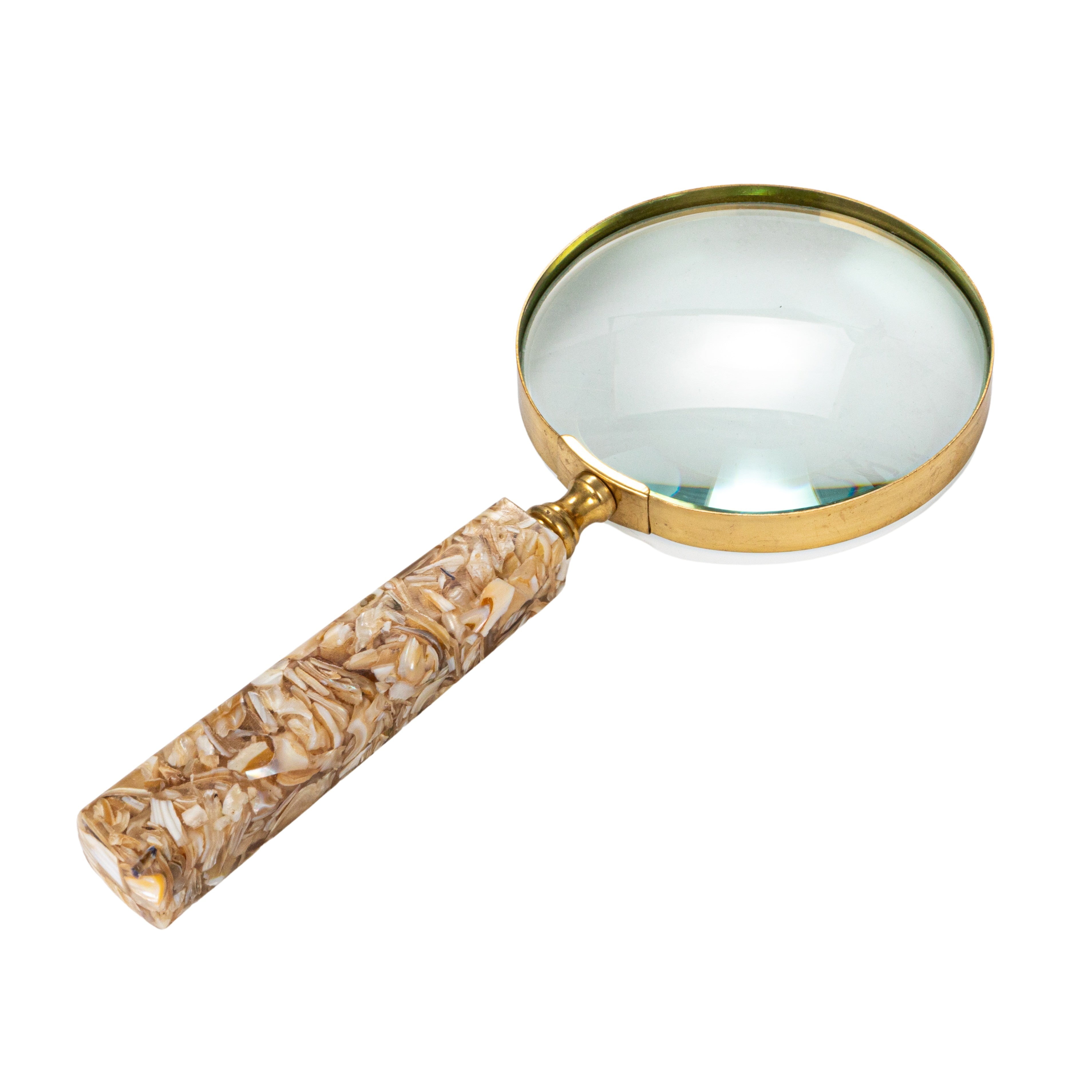 Creative Co-Op Brass Magnifying Glass with Mother of Pearl Handle, Gold ...