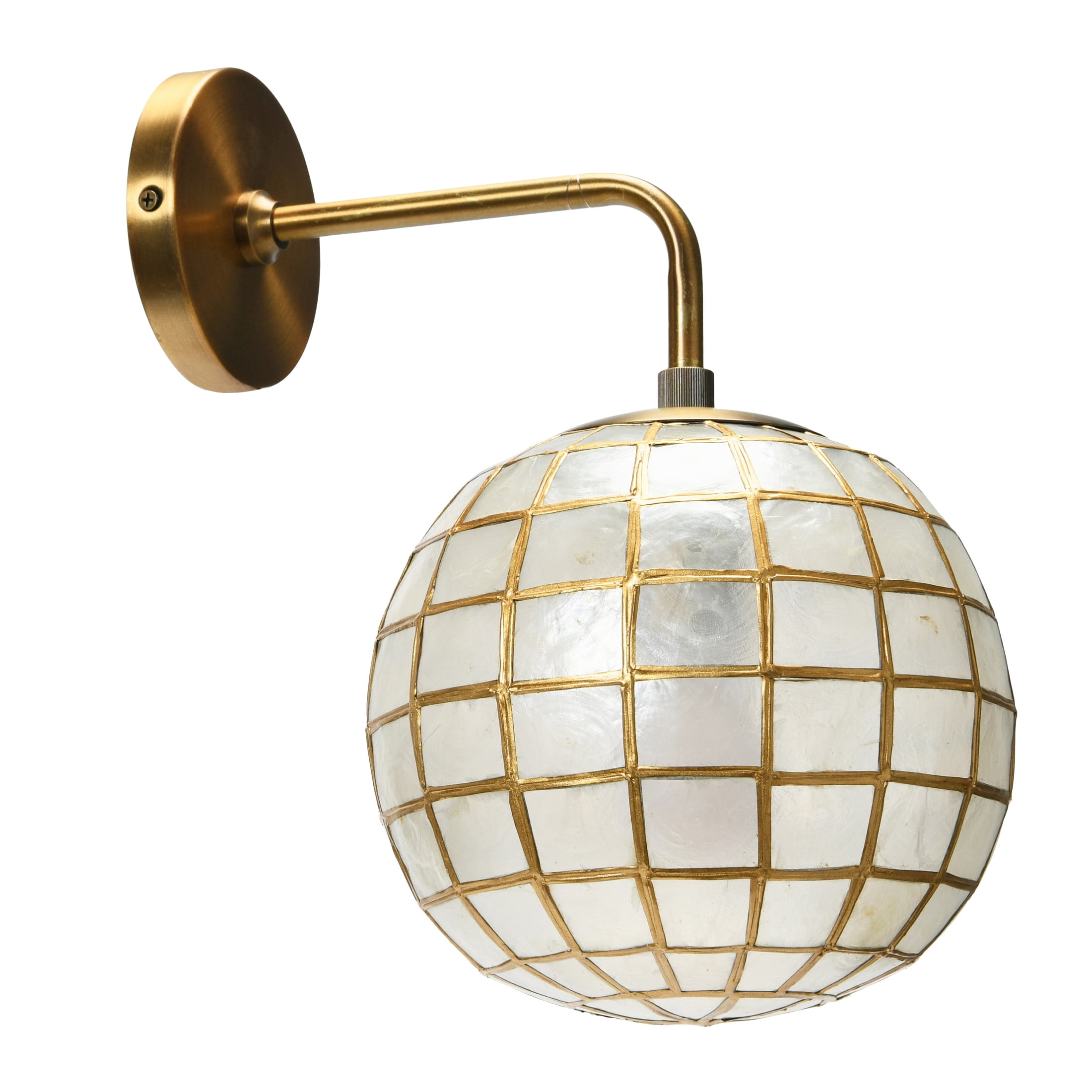 Creative Co-Op Capiz and Metal Wall Sconce with Detail, Brass - Walmart.com