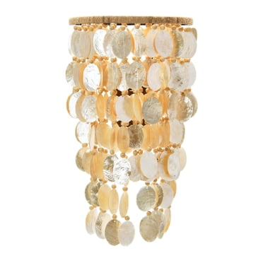 Creative Co-Op 4-Tier Capiz and Metal Wall Sconce, Natural with Black ...