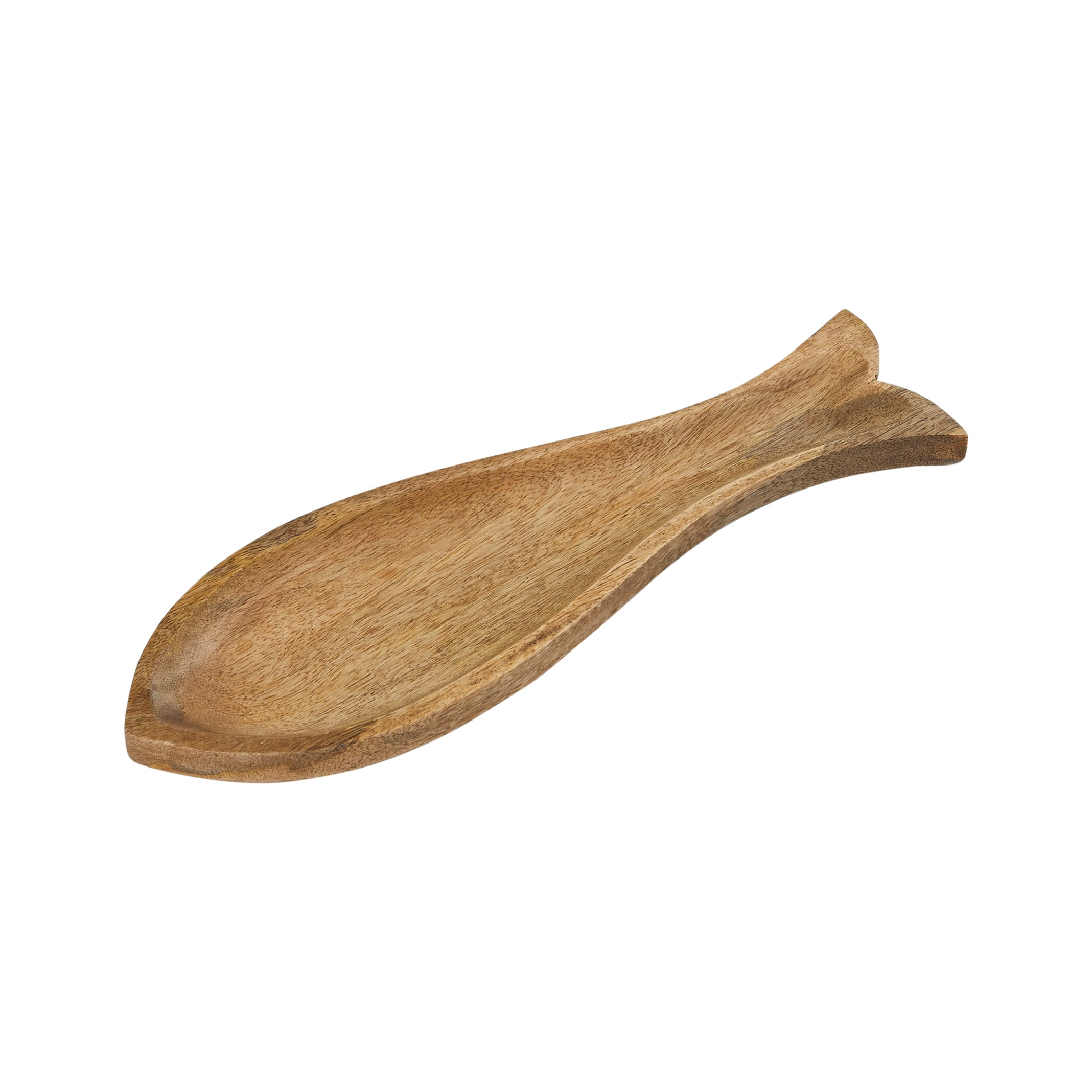Creative Co-Op Carved Wood Fish Shaped Plate, Natural - Walmart.com