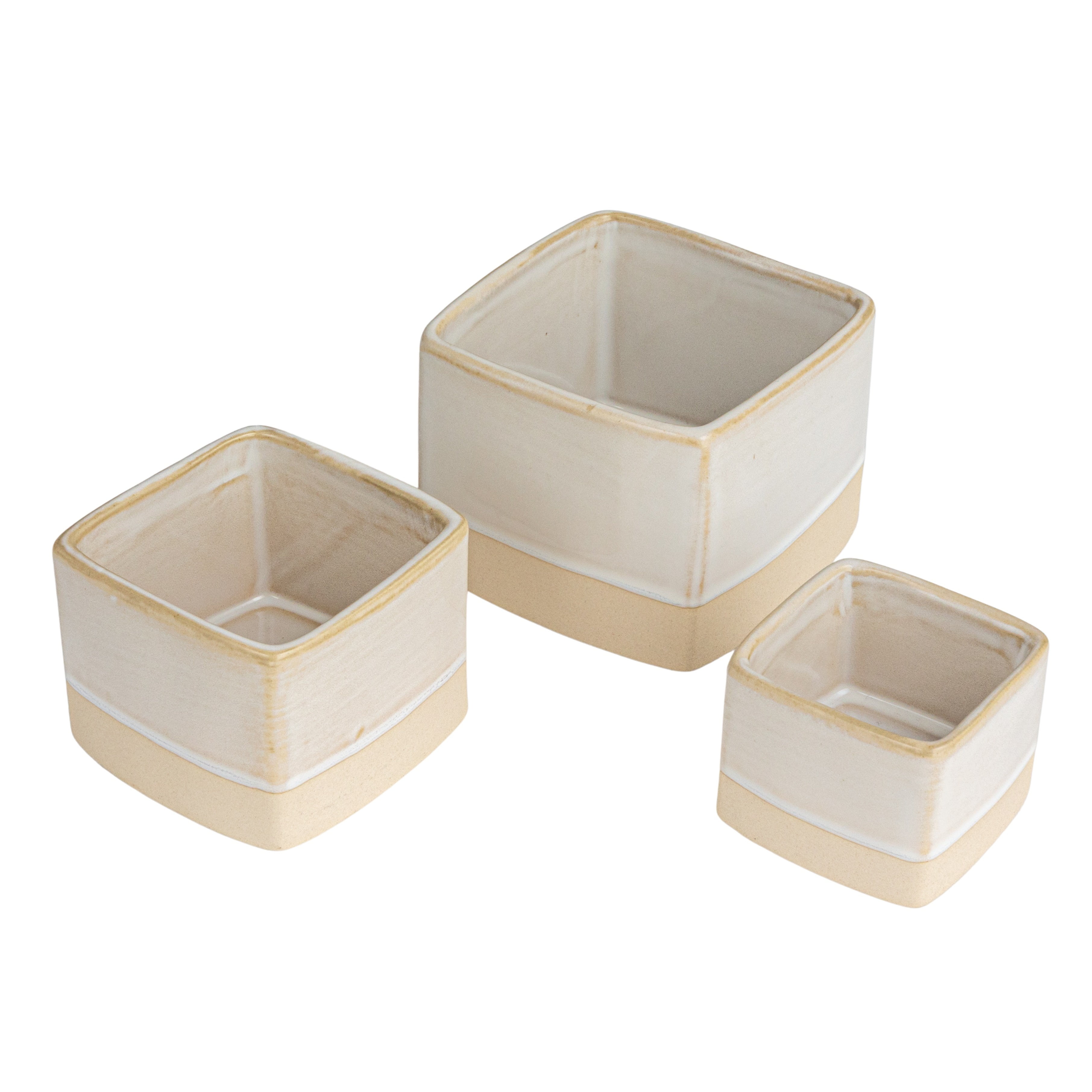 Creative Co-Op Ceramic Nesting Containers, Cream, Set of 3 - Walmart.com