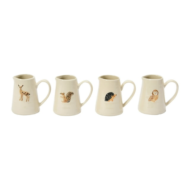 Creative Co-Op Ceramic Pitchers with Hand-Painted and Embossed Forest ...