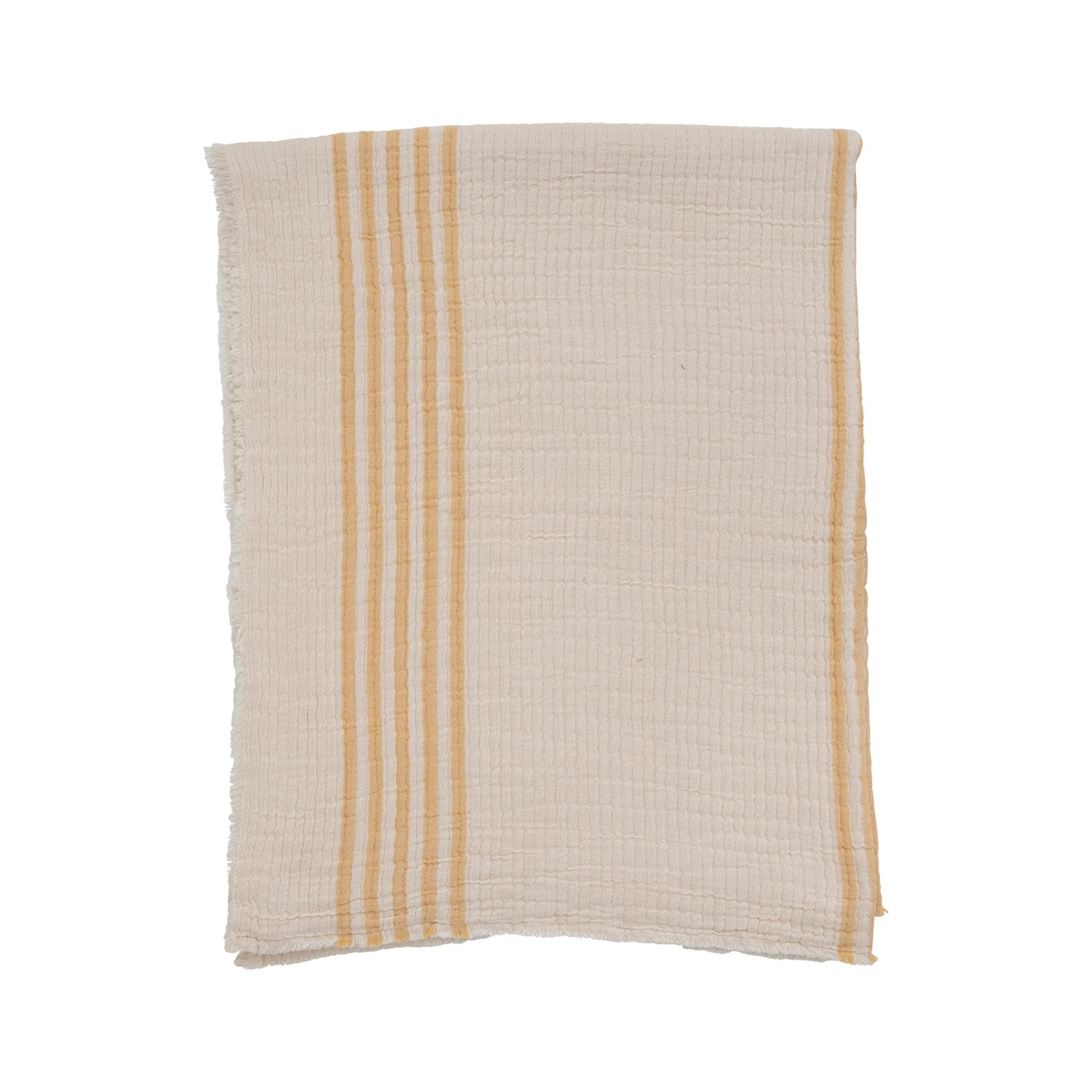Creative Co-Op Cotton Double Cloth Stitched Throw with Stripes and ...
