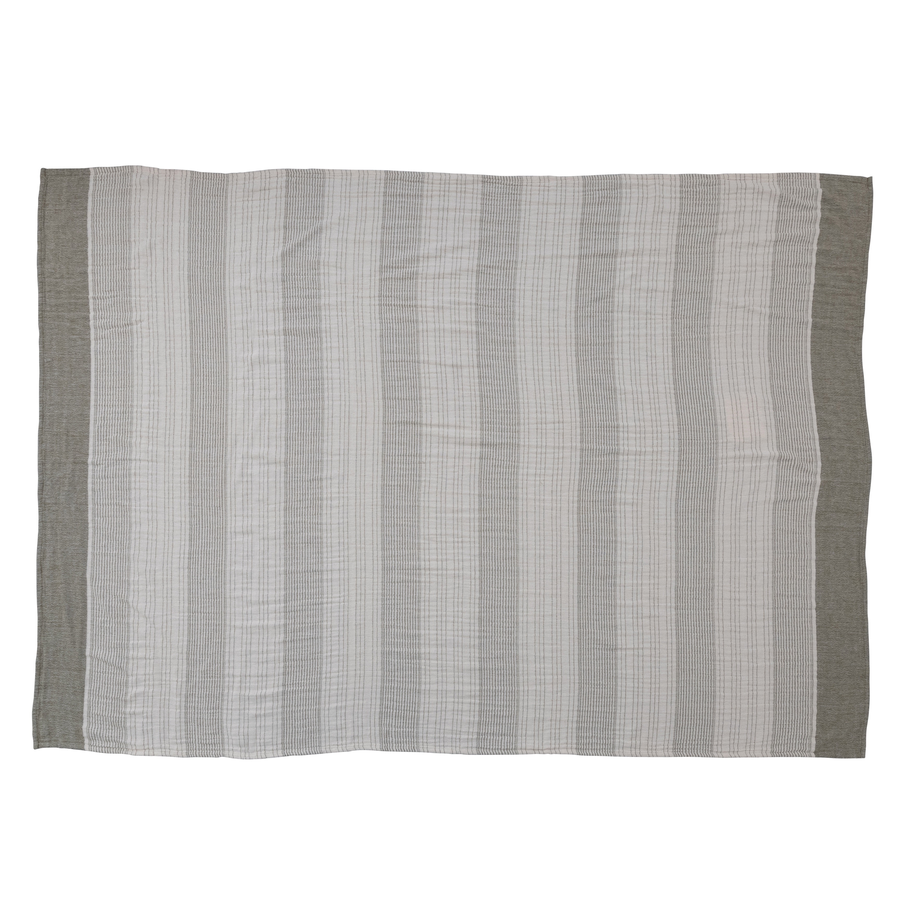 Creative Co-Op Cotton Double Cloth Tablecloth, Cream and Olive ...