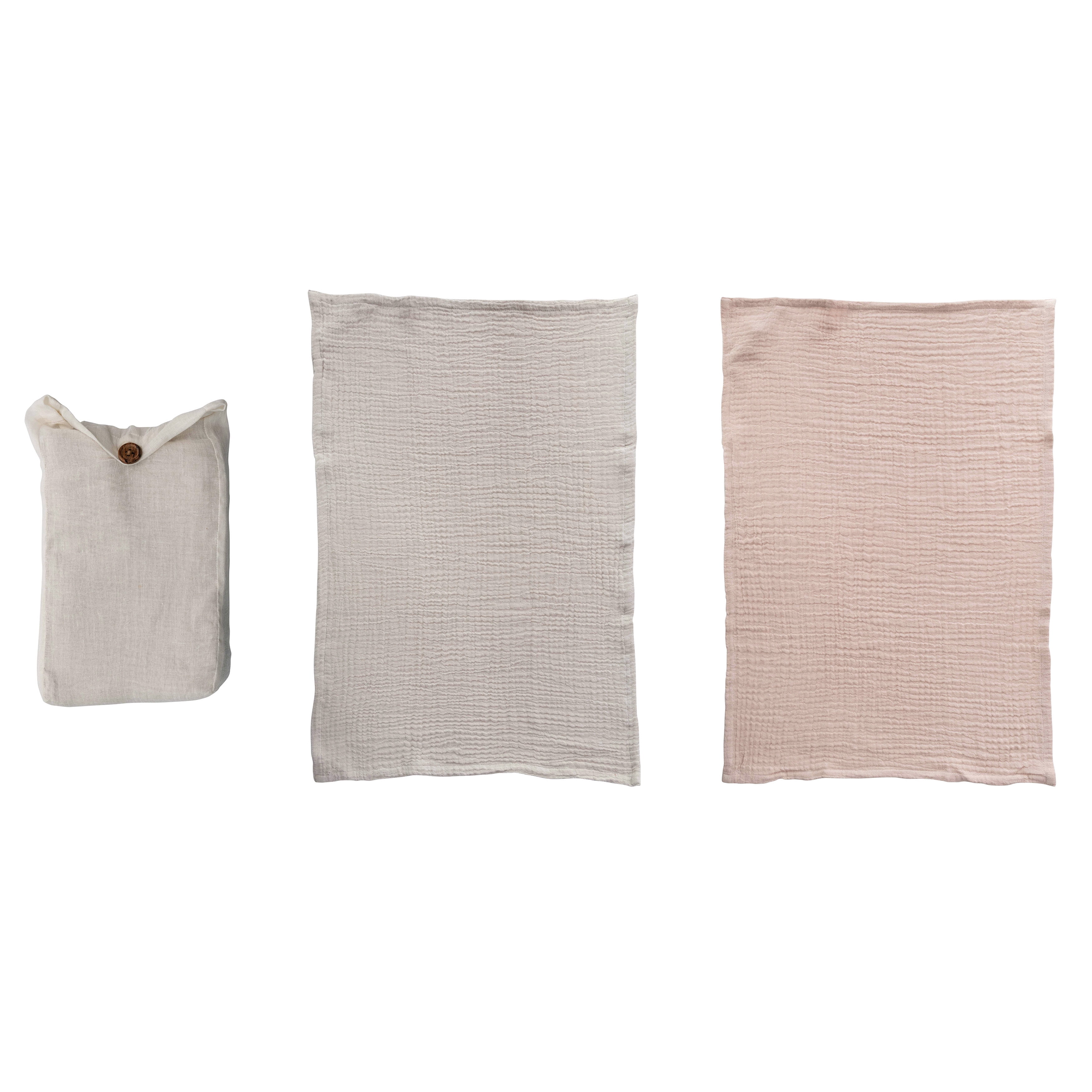 Creative Co-Op Cotton Double Cloth Tea Towels, Set of 2 in Bag, Rose ...