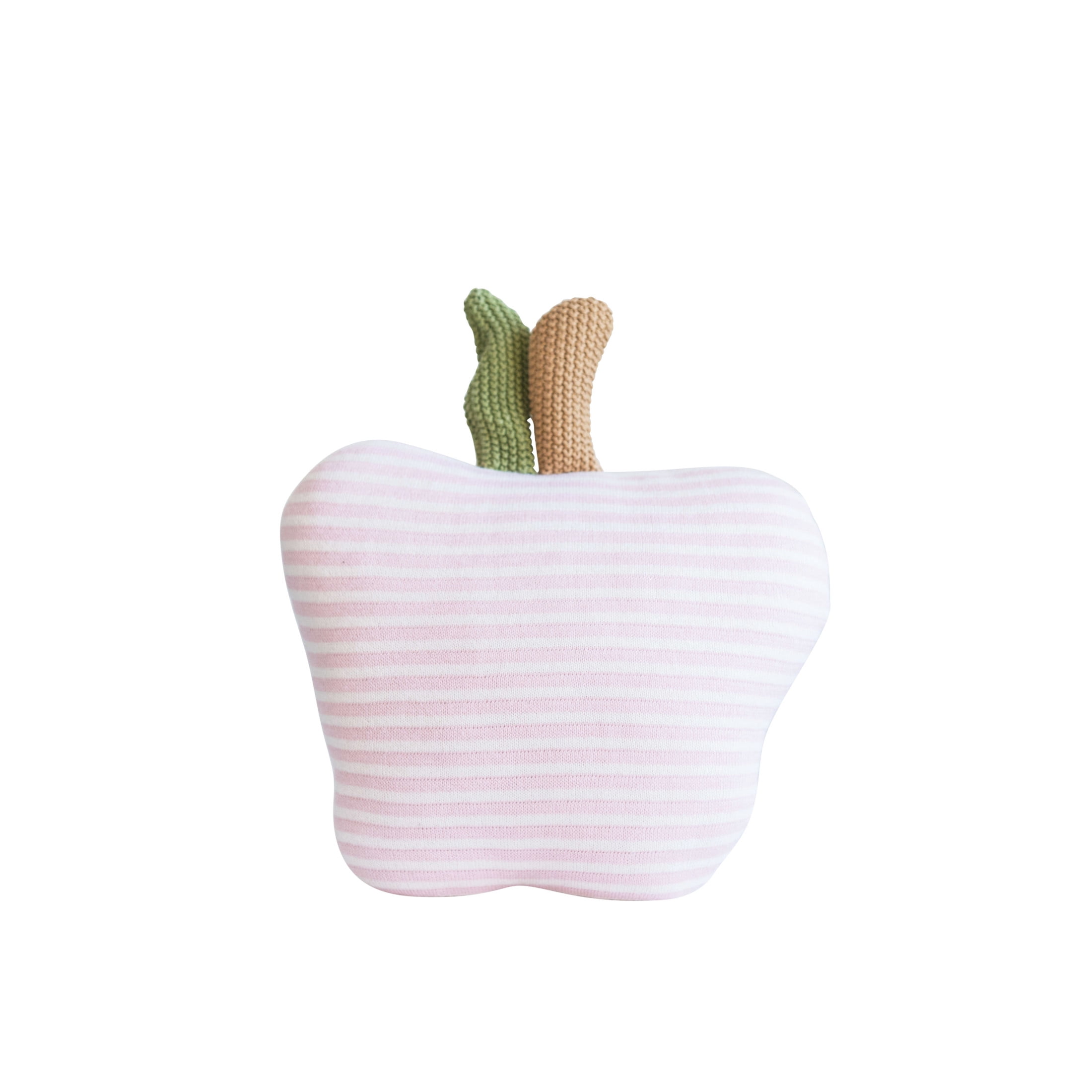 Creative Co-Op Cotton Knit Apple Shaped Pillow with Pink Stripes ...