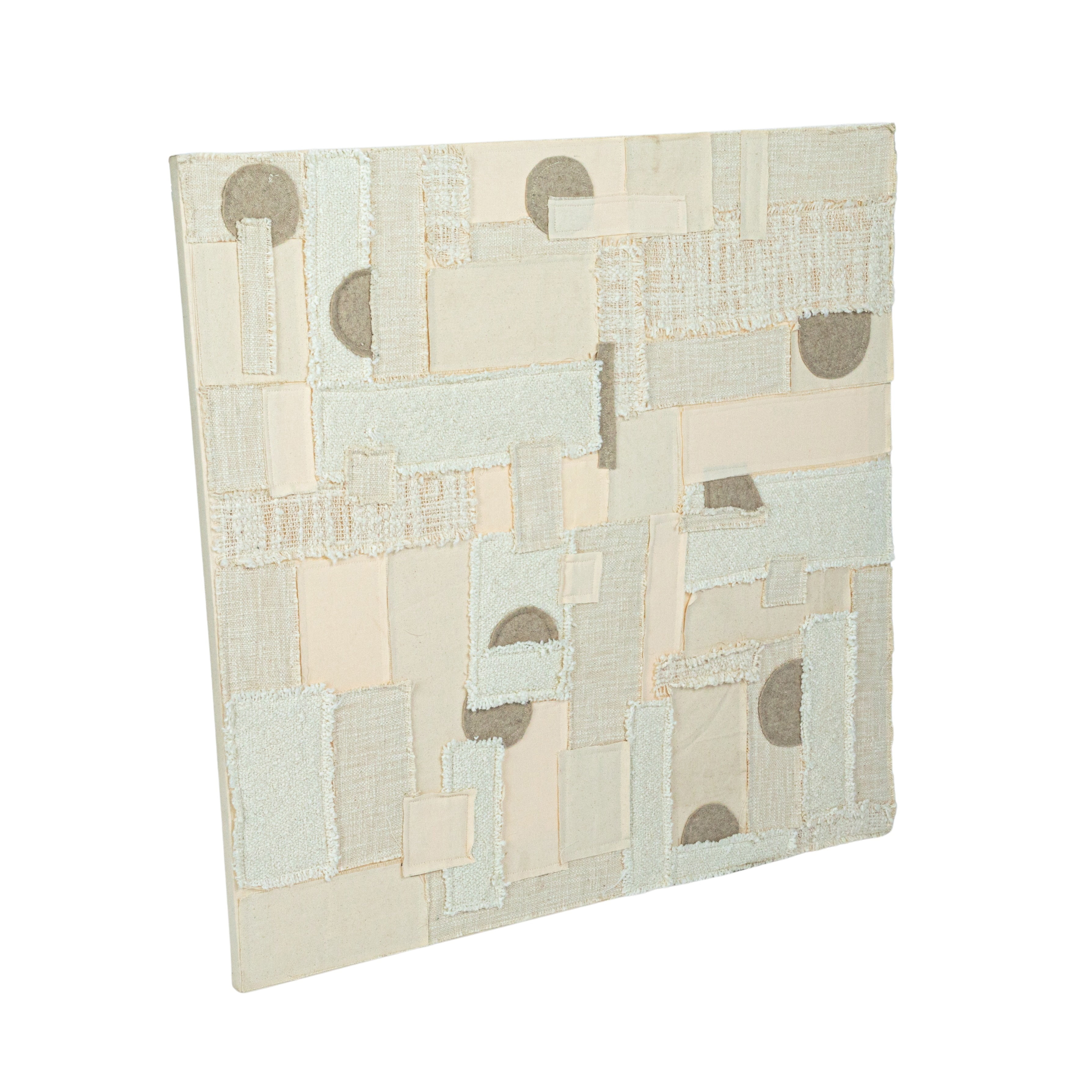 Creative Co-Op Cotton and Wool Patchwork Wall Hanging with Oak Wood ...