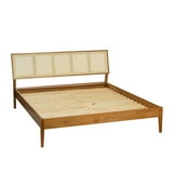 Creative Co-Op Crawford Modern Solid Wood Bed with Woven Cane Headboard ...