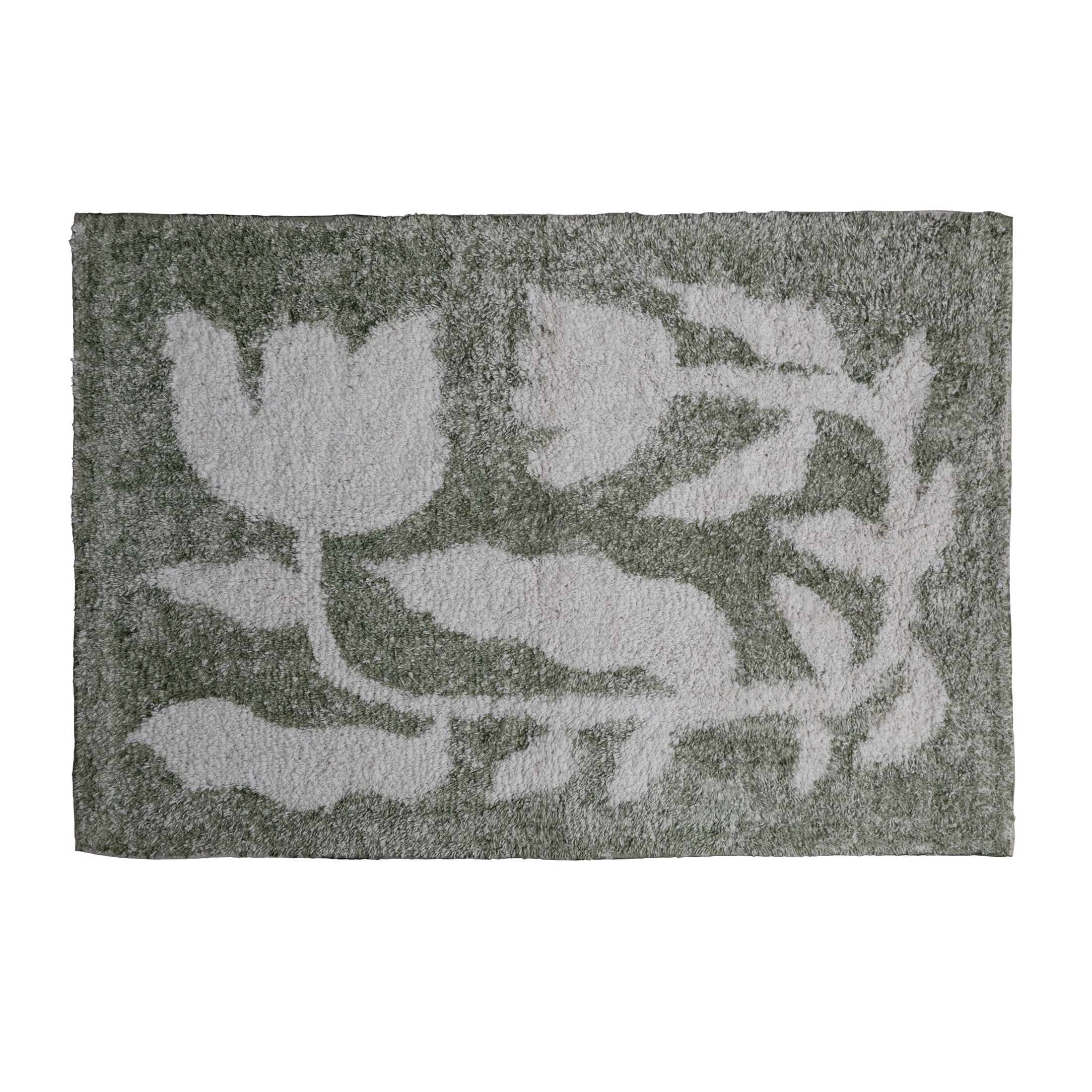 Creative Co-Op Creative Co-Op Cotton Tufted Rug with Flowers, Sage and ...