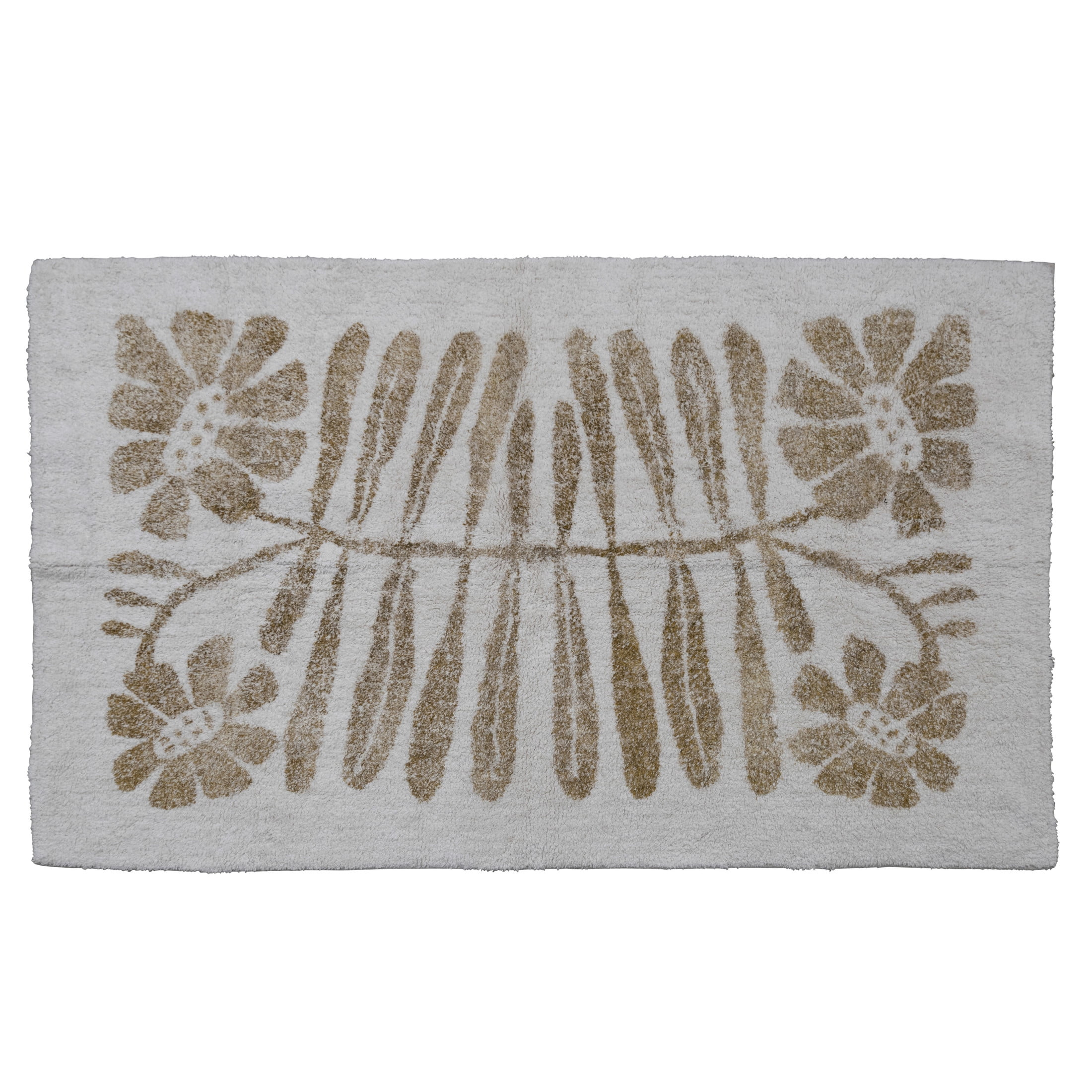 Creative Co-Op Creative Co-Op Cotton Tufted Rug with Flowers, White and ...