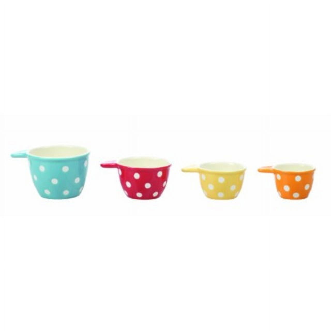 Creative Co-Op DA0095 Polka Dot Ceramic Measuring Cup, Set Of Four ...