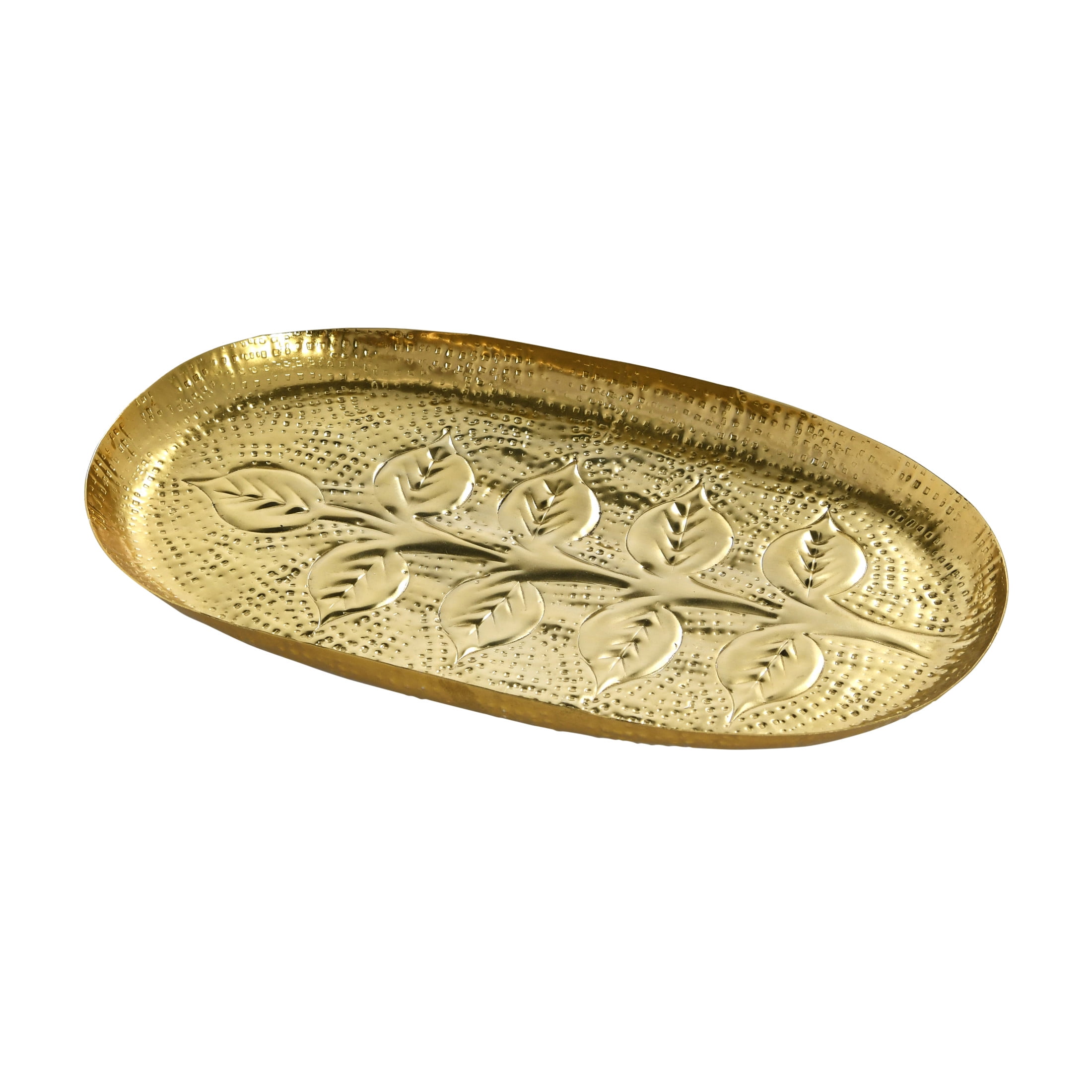 Creative Co-Op Decorative Embossed Metal Tray, Antique Gold Finish ...