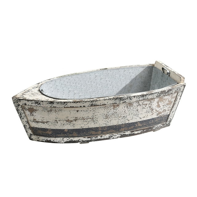 Creative Co-Op Decorative Wood Boat with Tin Insert - Walmart.com