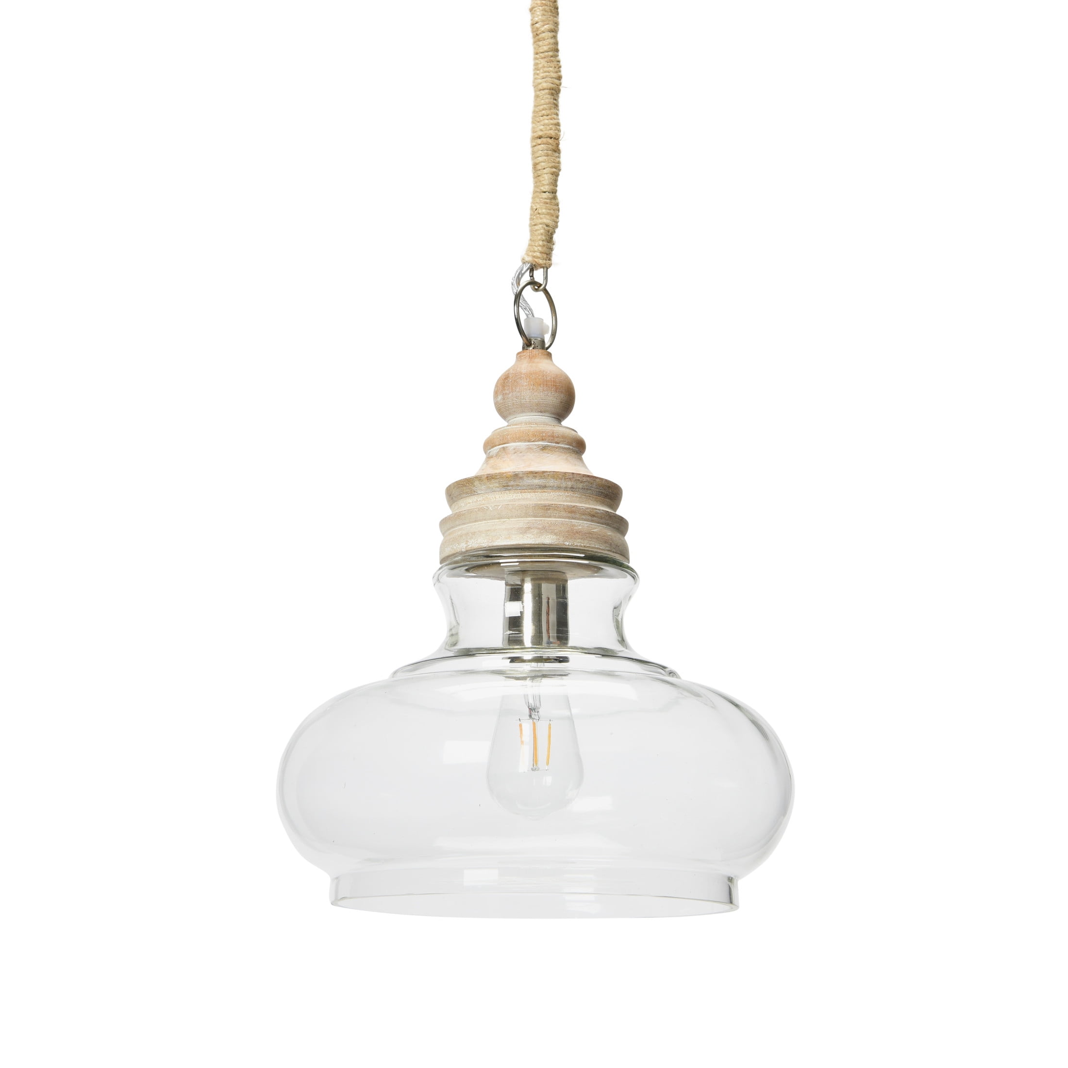 Creative Co-Op Distressed Mango Wood Ceiling Light, Cream and Natural ...