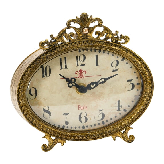 Creative Co-Op Distressed Pewter Mantel Clock, Gold Finish - Walmart.com