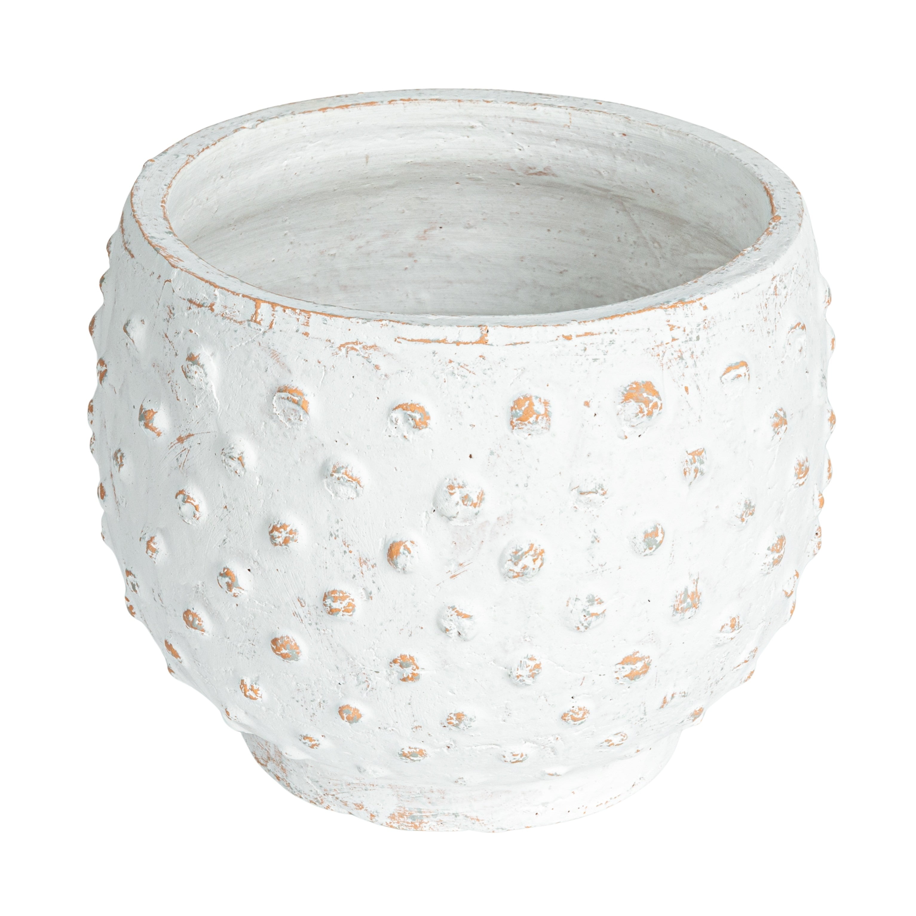 Creative Co-Op Distressed Terra Cotta Hobnail Planter, White - Walmart.com