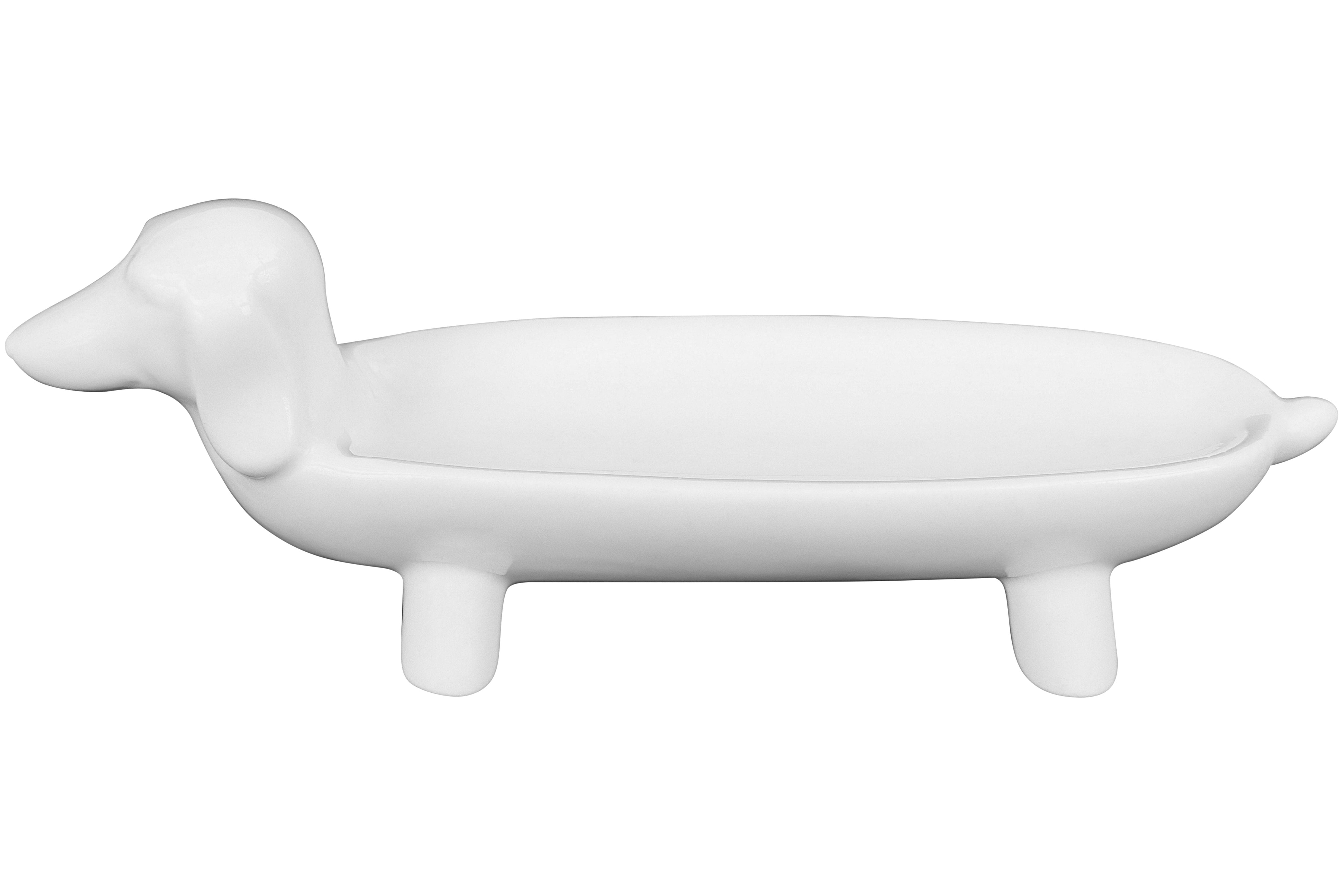 Creative Co-Op Elongated White Ceramic Dog Dish - Walmart.com