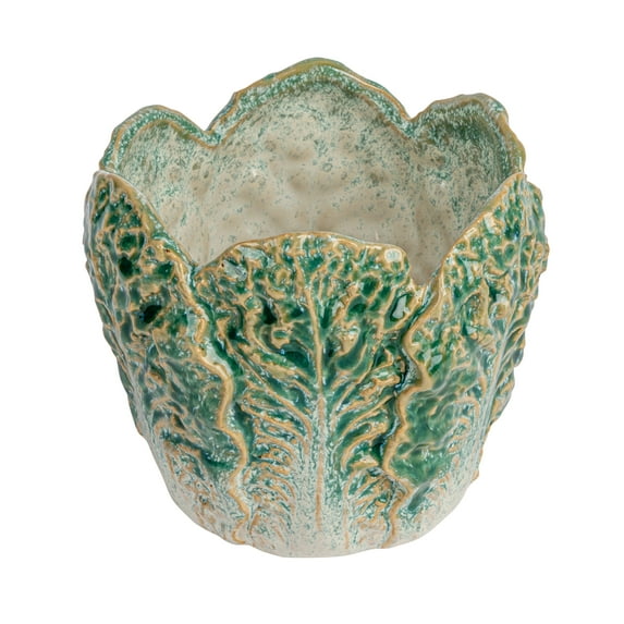 Creative Co-Op Embossed Stoneware Cabbage Planter with Reactive Glaze ...