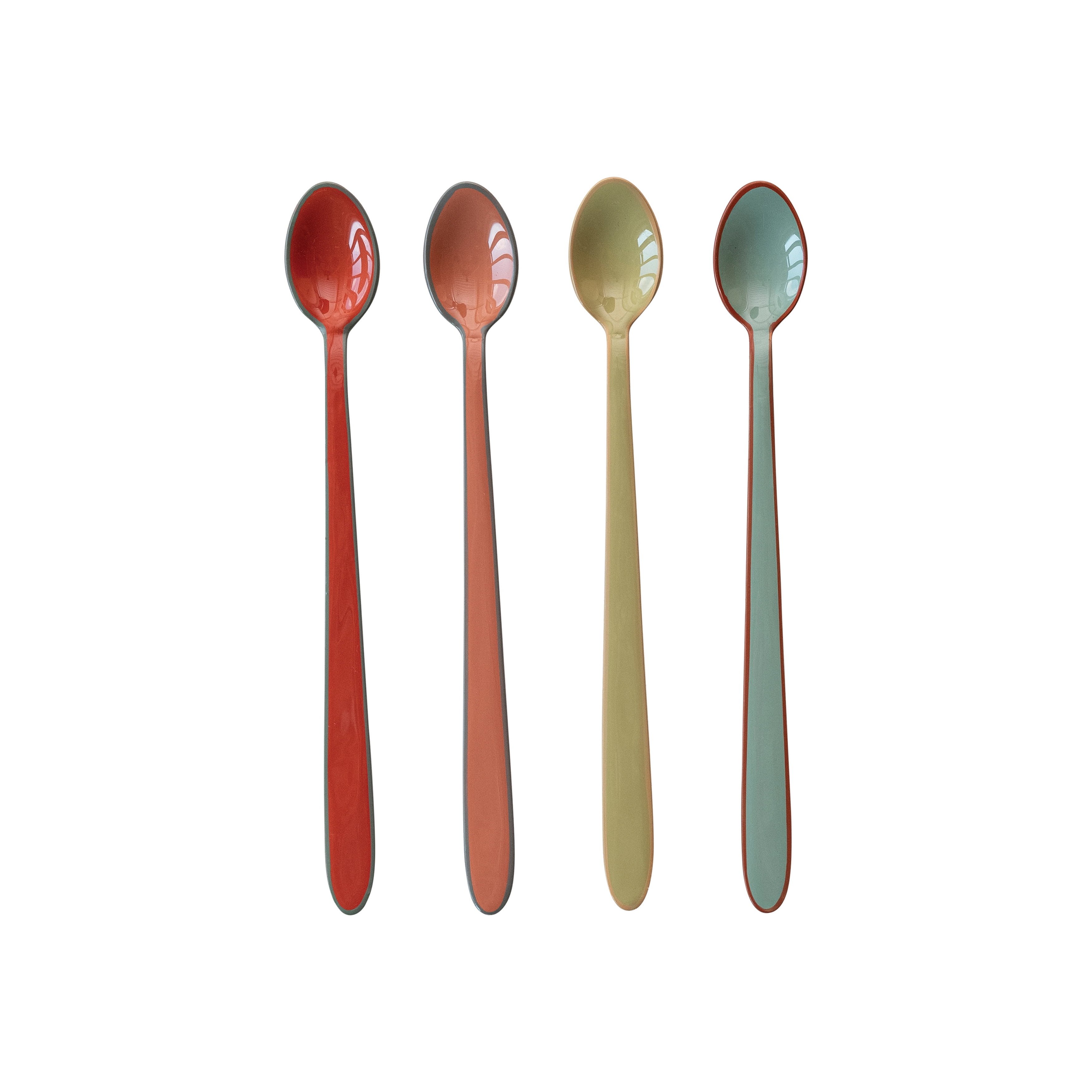 Creative Co-Op Enameled Stainless Steel Cocktail Spoon Set, Multicolor ...