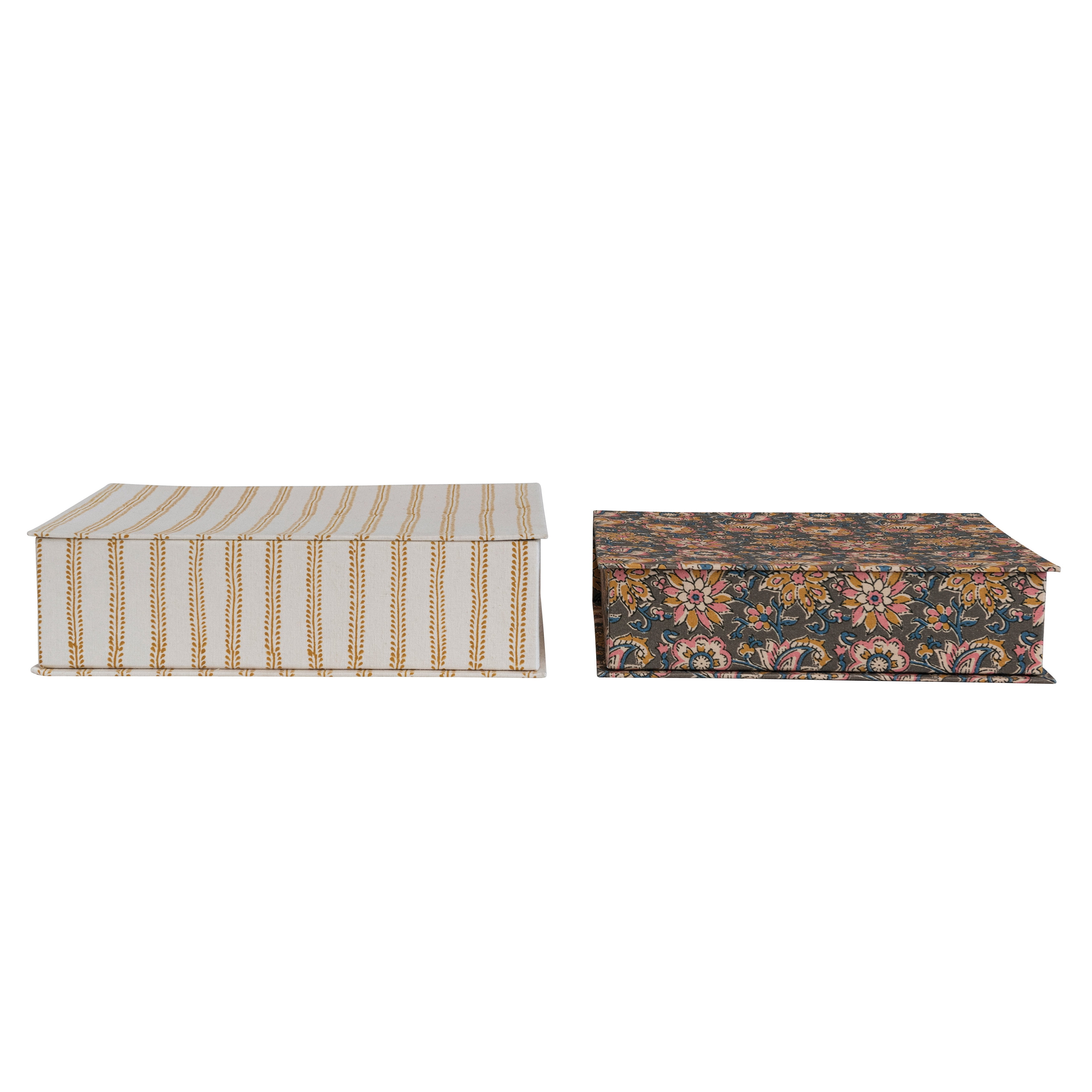Creative Co-Op Fabric Covered Storage Boxes with Designs, Set of 2 ...