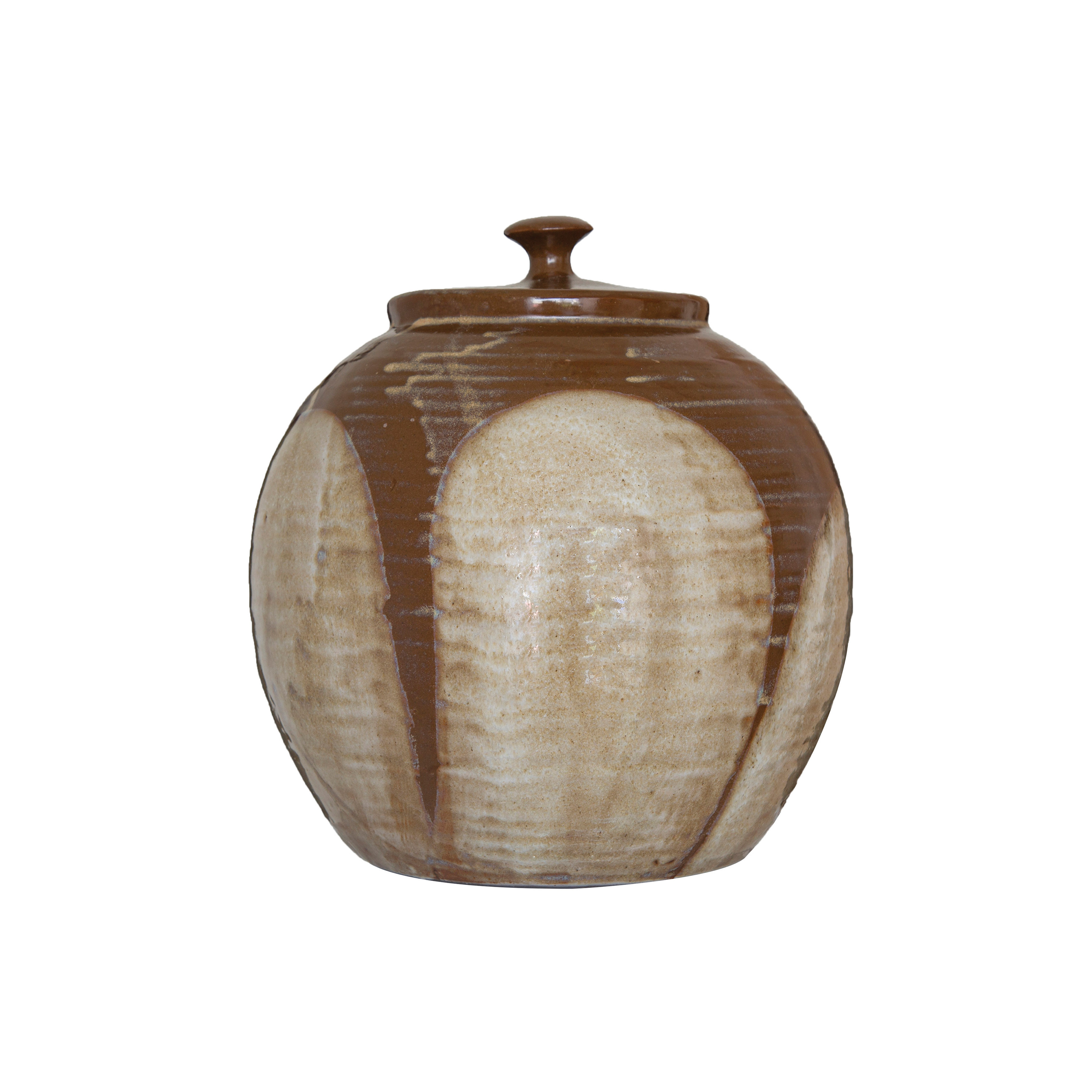 Creative Co-Op Farmhouse Stoneware Jar with Lid, Brown Reactive Glaze ...