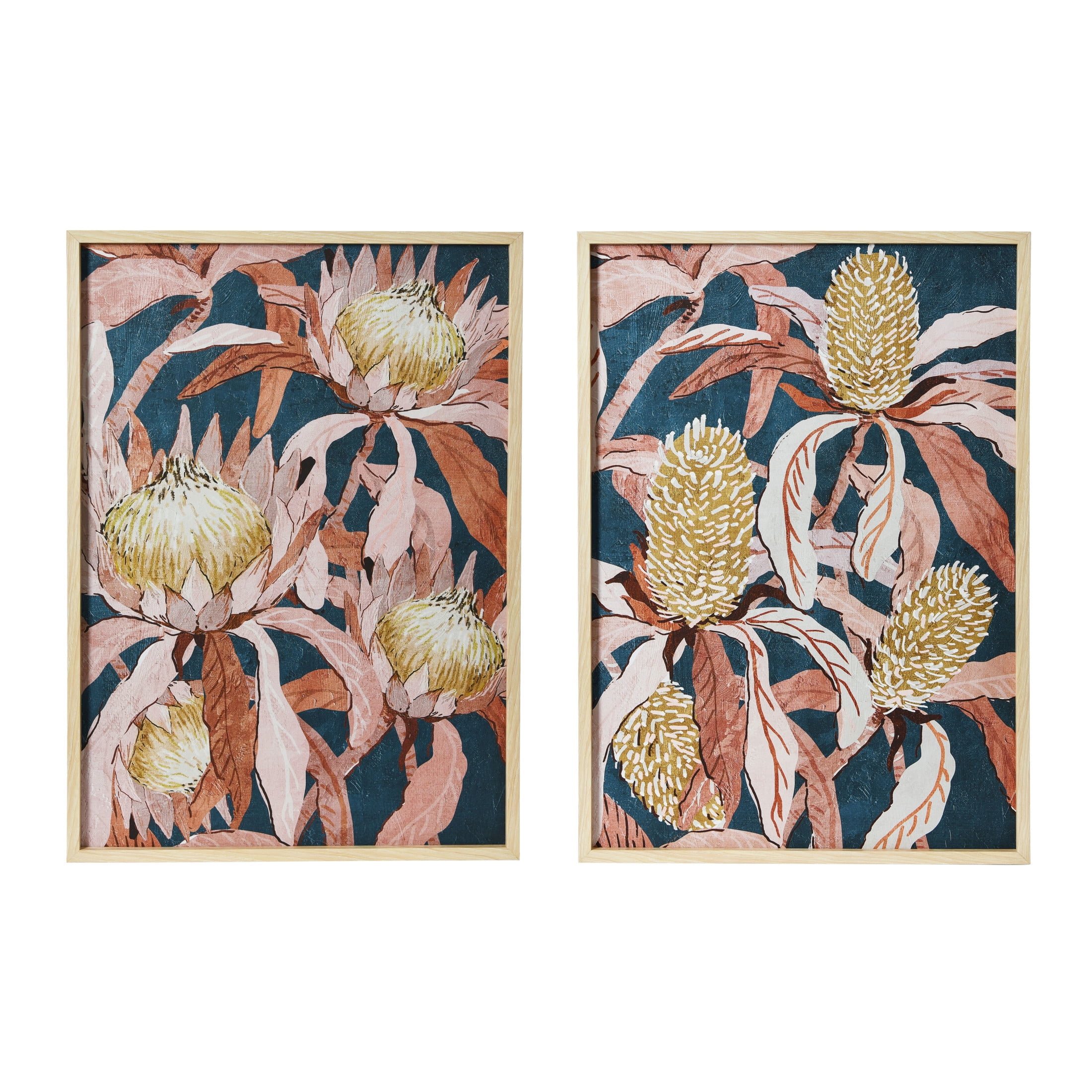 Creative Co-Op Floral Prints with Solid Wood Frame, Set of 2 - Walmart.com