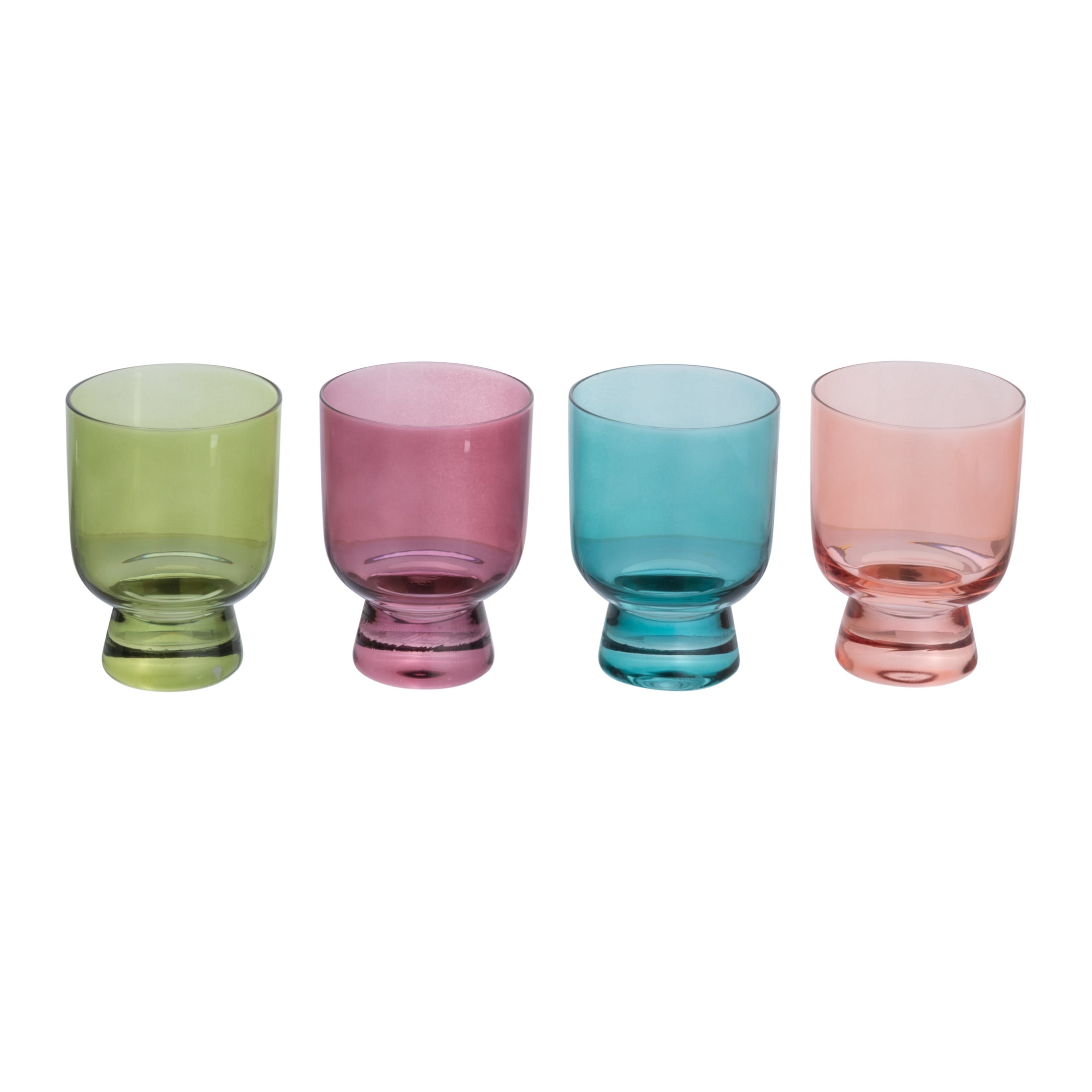 Creative Co-Op Hand Blown Footed Drinking Glasses, 6 Ounces, 4 Assorted ...
