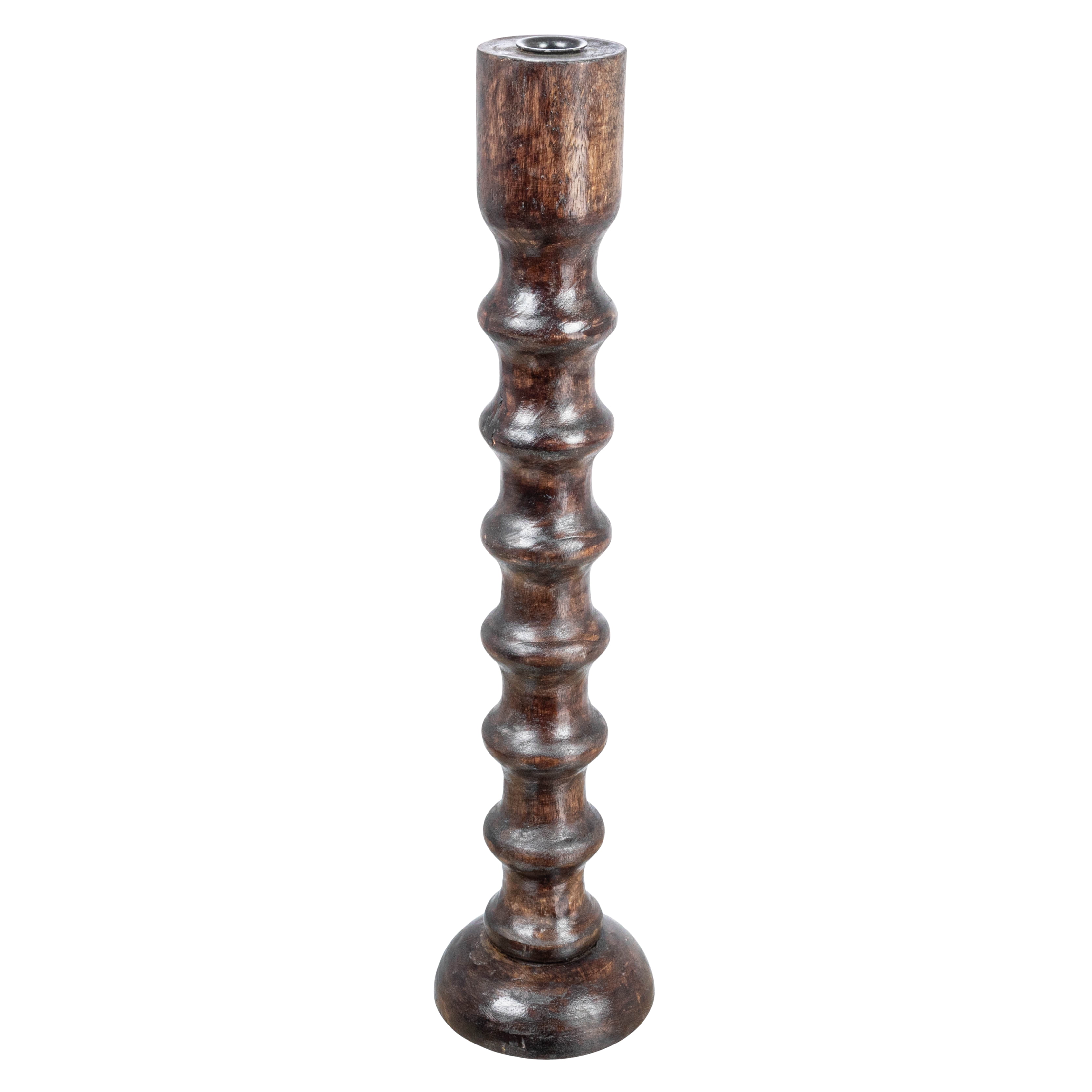 Creative Co-Op Hand Carved Wood Taper Candle Holder, Black - Walmart.com