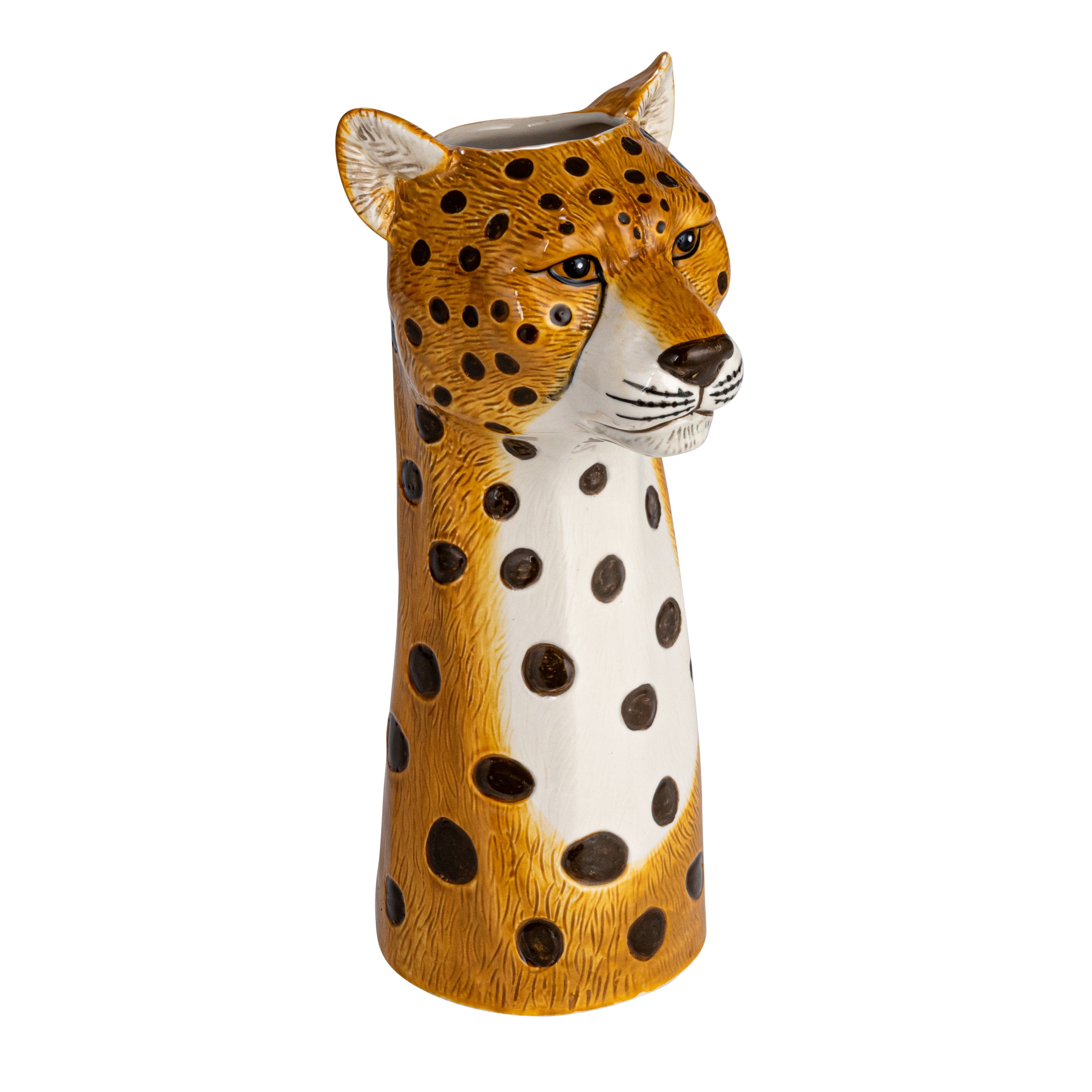 Creative Co-Op Hand-Painted Decorative Stoneware Cheetah Vase ...