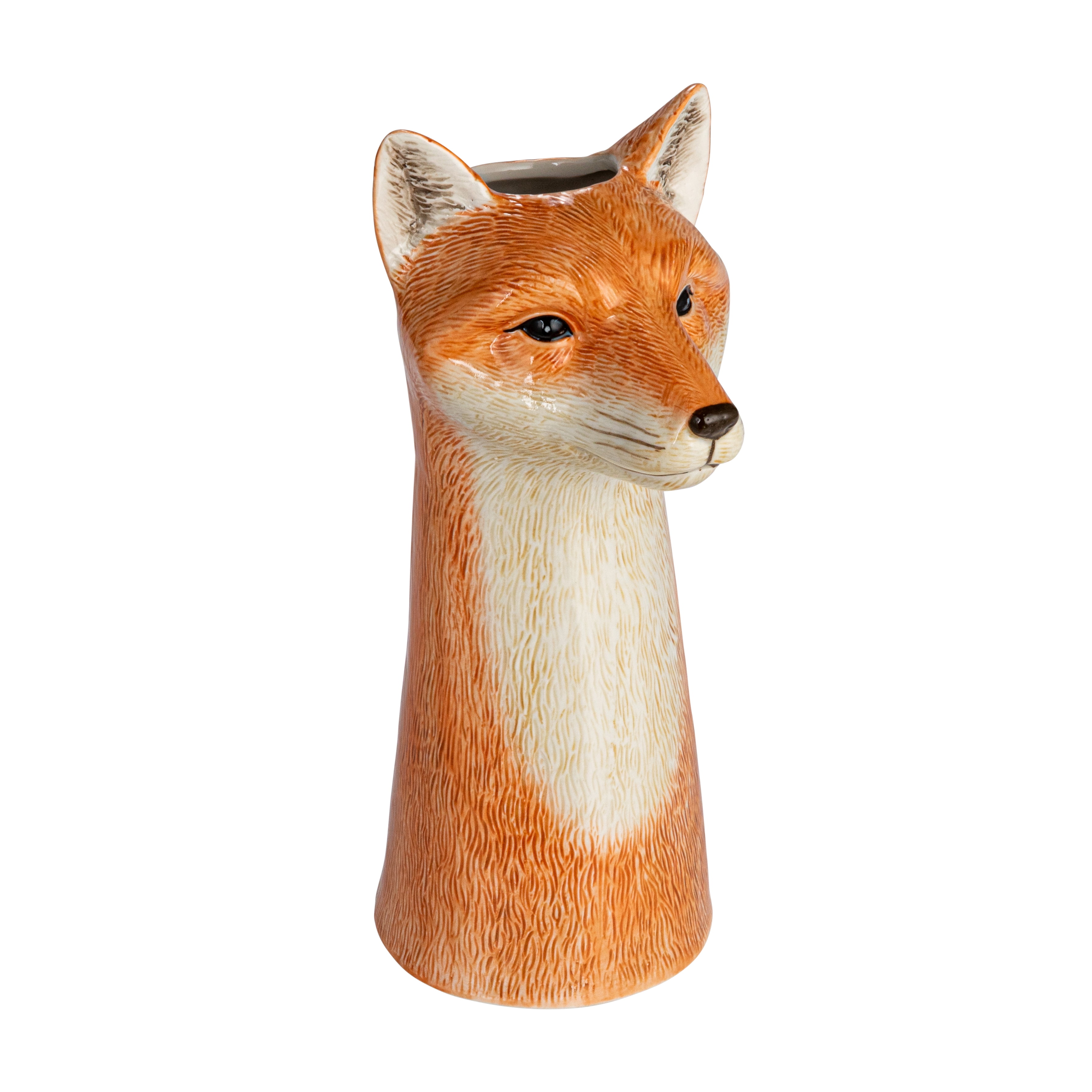 Creative Co-Op Hand-Painted Decorative Stoneware Fox Vase, Orange ...