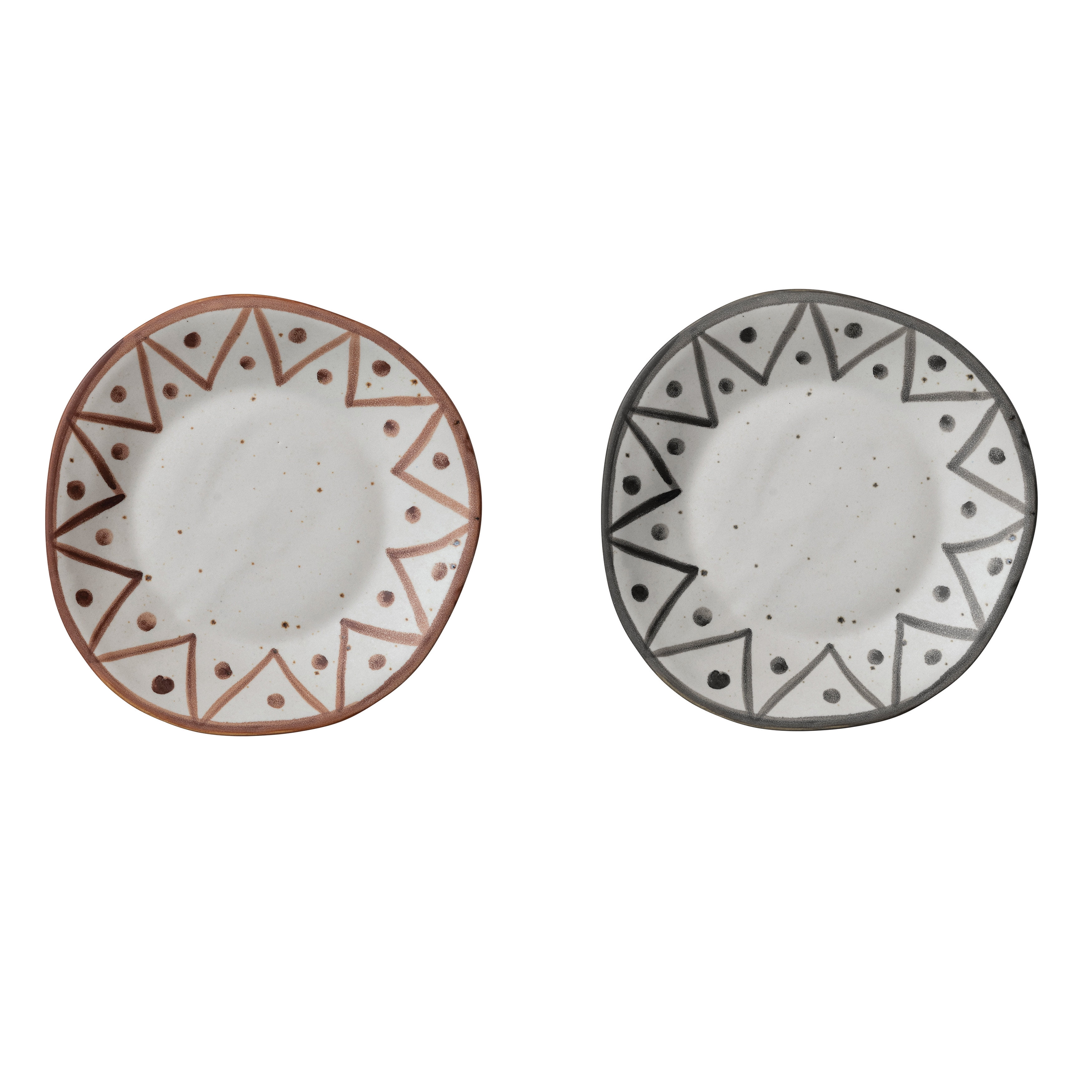 Creative Co-Op Hand Painted Stoneware Plates with Sun Design, Set of 2 ...